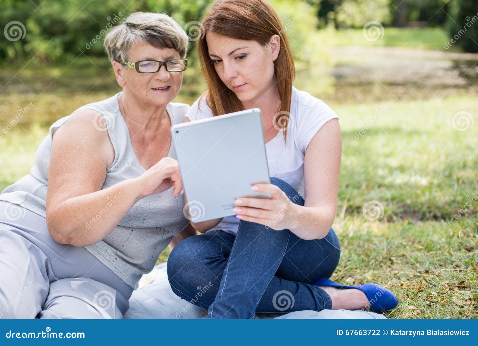 Elder lady is learning stock photo. Image of garden, happiness - 67663722