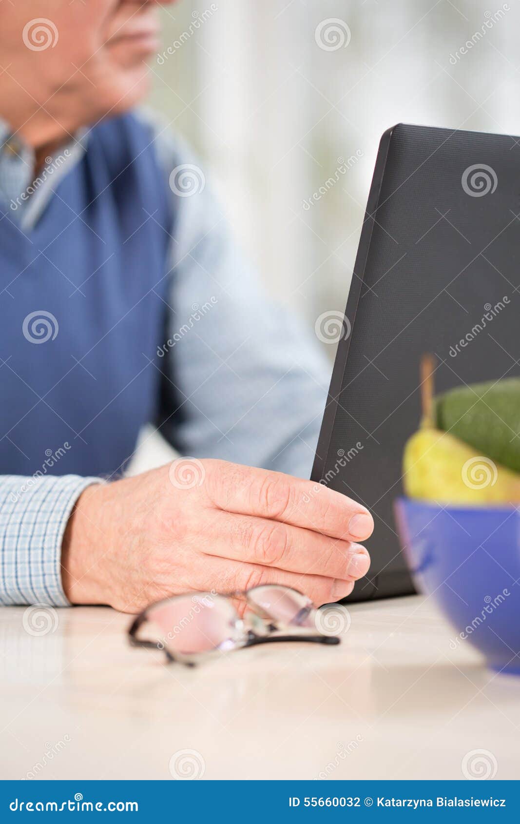 Elder man with computer stock photo. Image of caucasian - 55660032