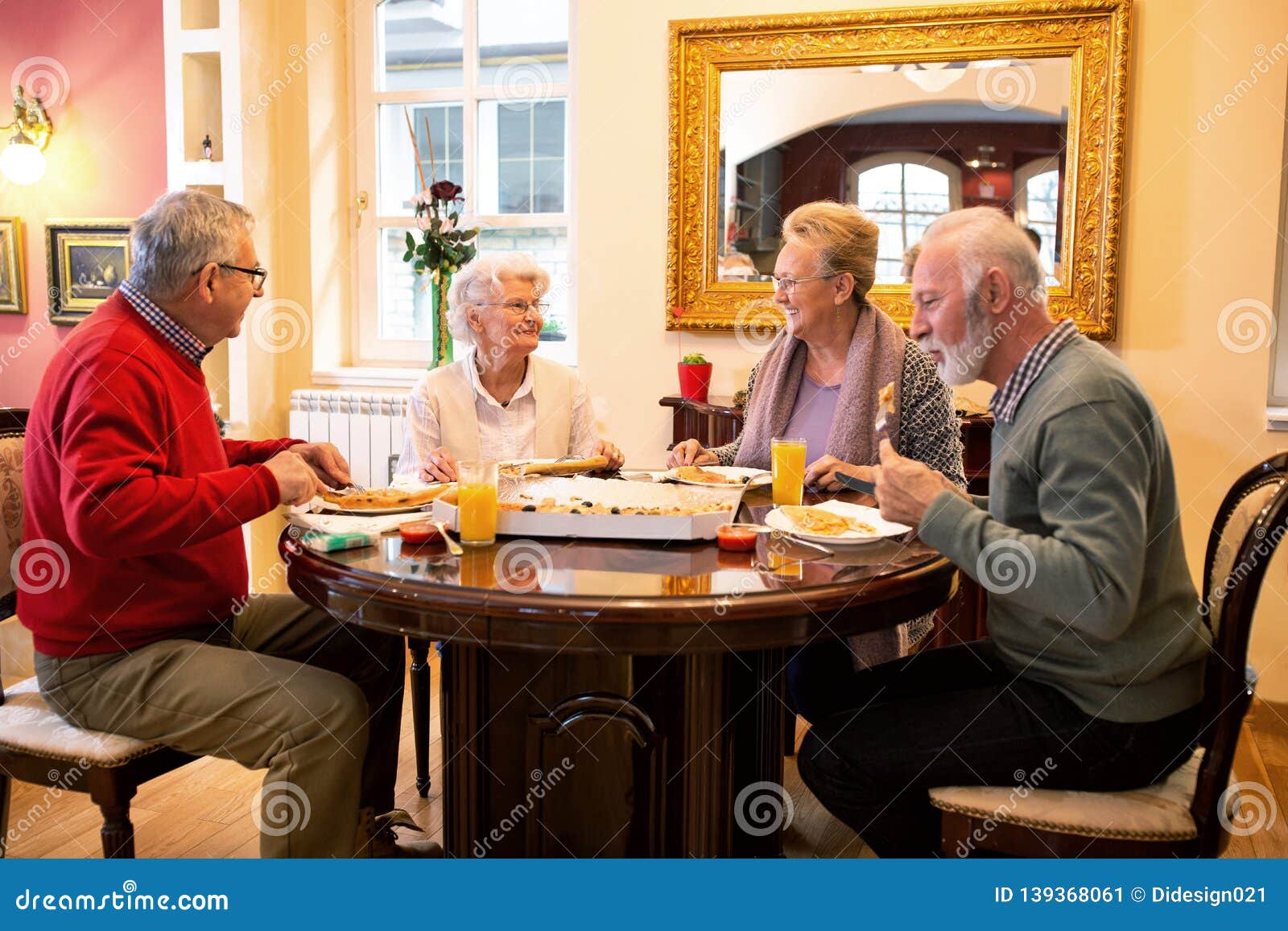 Elder People Having a Dinner Stock Image - Image of mature, health ...