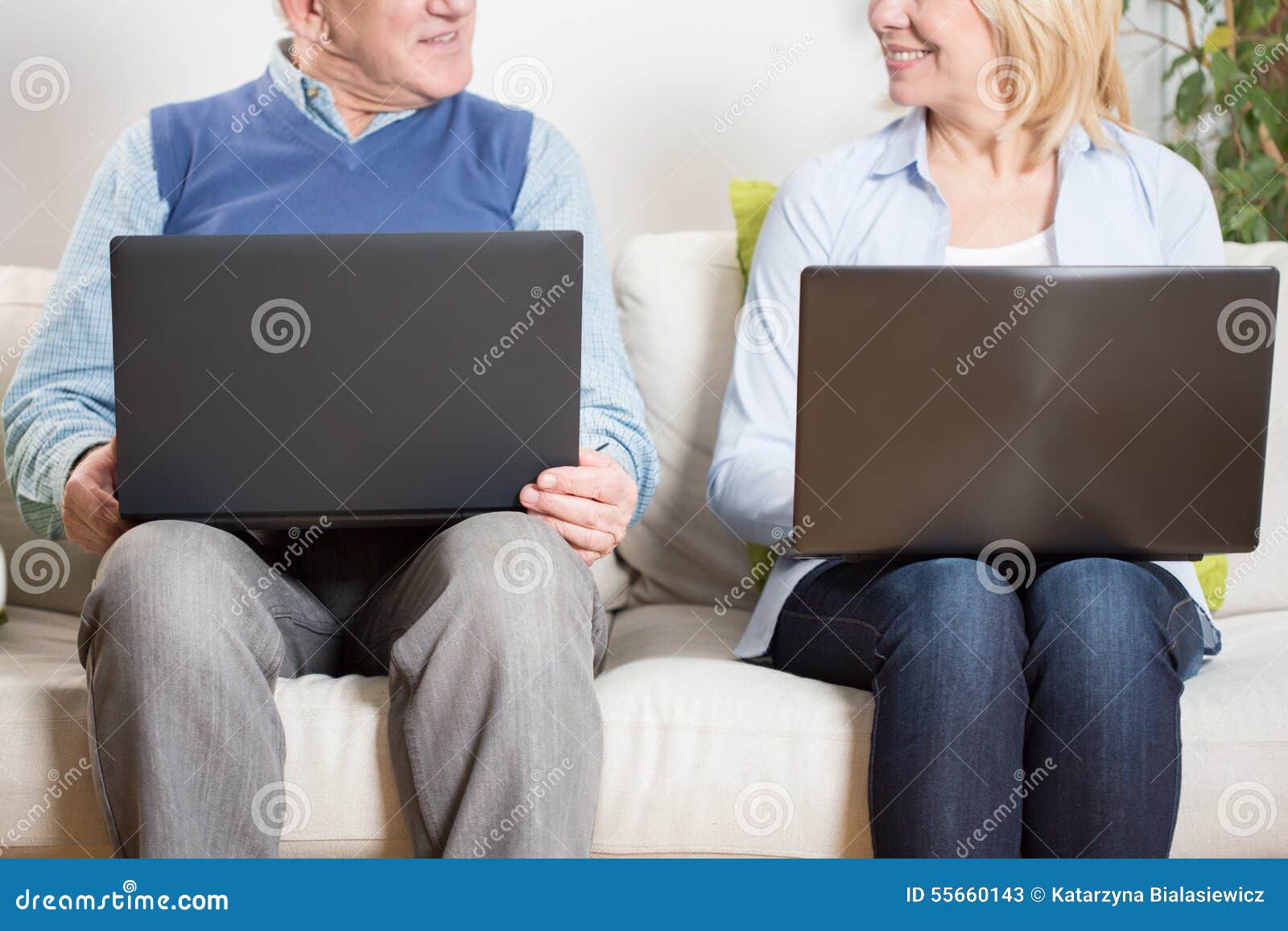 Elder People with Notebooks Stock Image - Image of together, modern ...