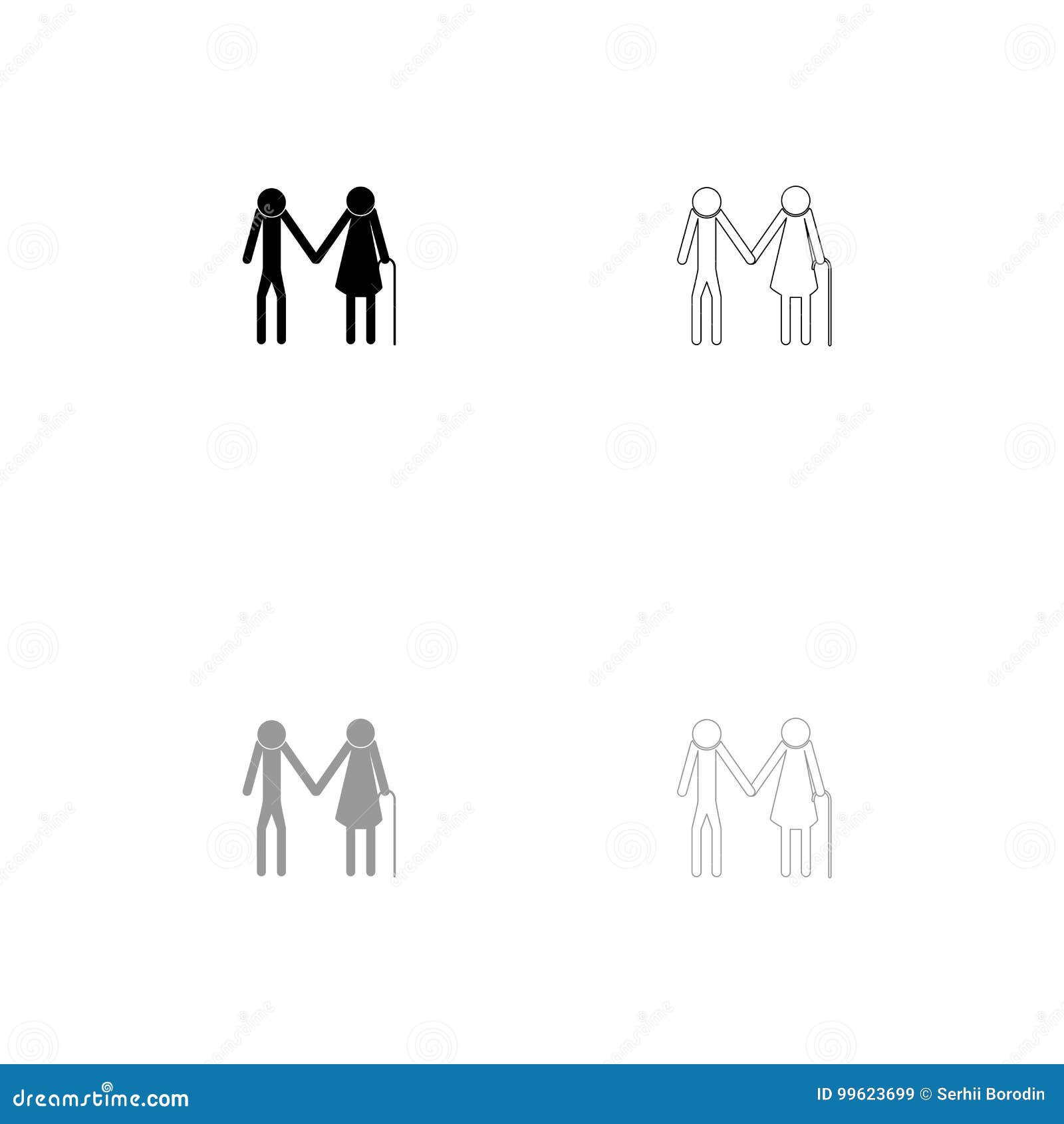 Elder People Stick Black and Grey Set Icon . Stock Vector ... Elder People Stick Black and Grey Set Icon . Stock Vector ...