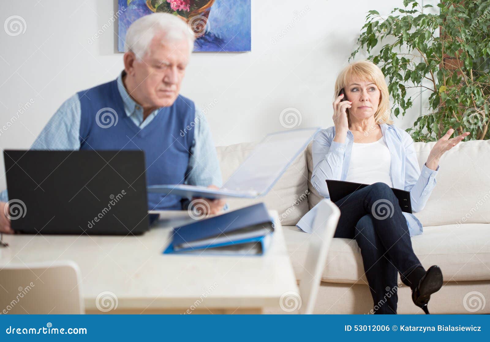 Elder People Working at Home Stock Photo - Image of mature ...