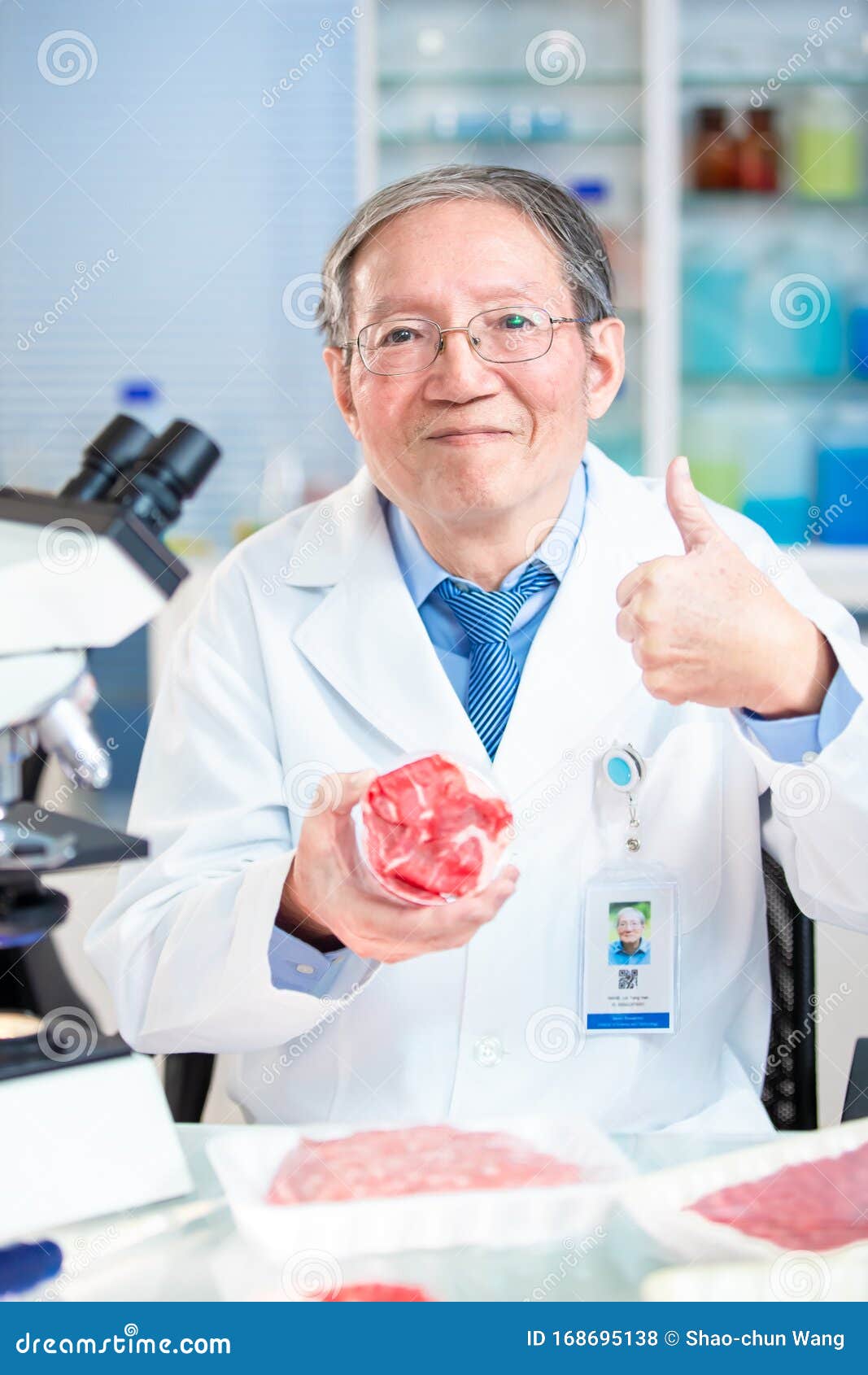 Elder Scientist Take Meat Sample Stock Photo - Image of beef, inspect ...