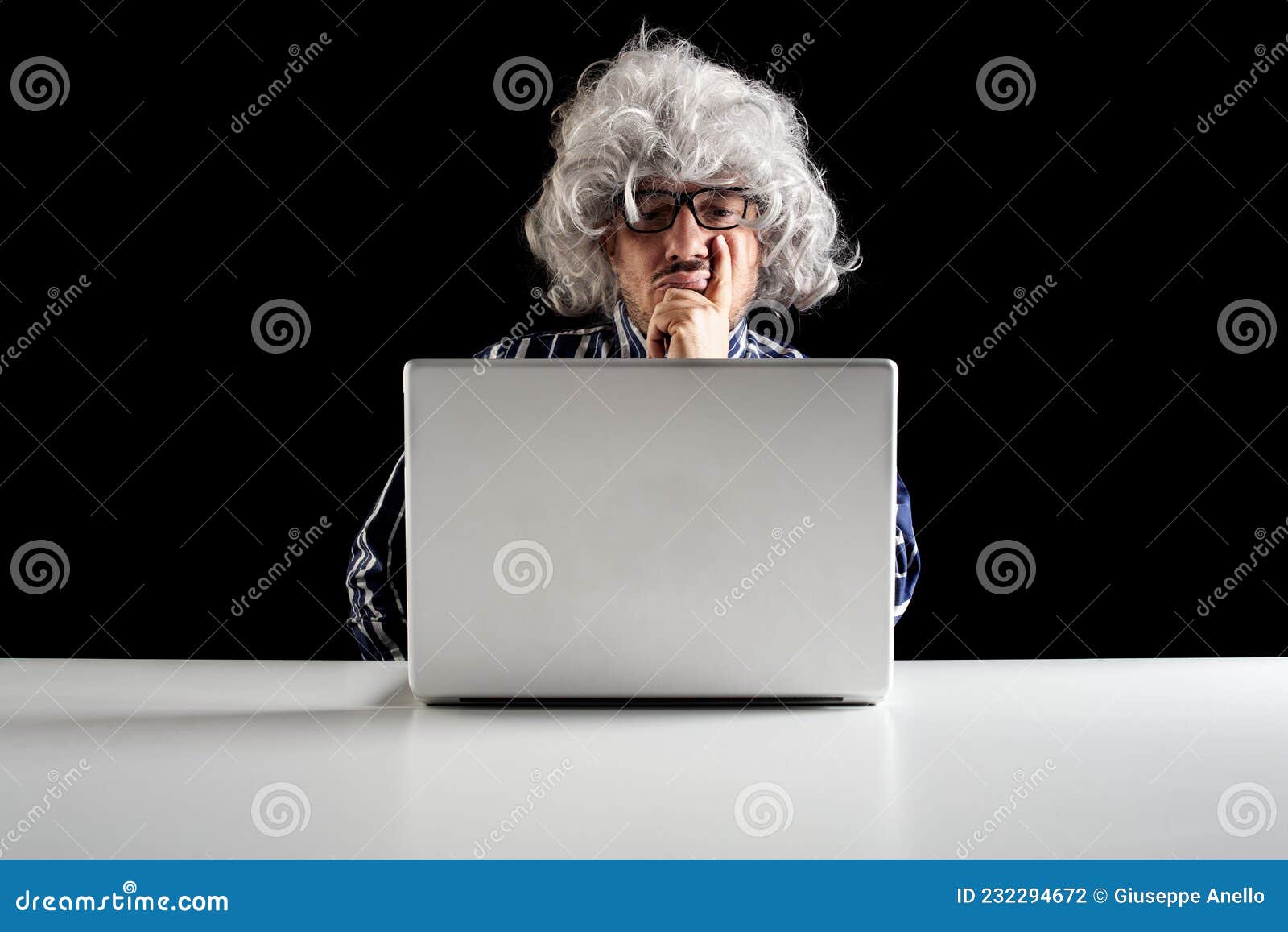 Puzzled Elder Scratch Head Engineer Feeling Confused With Date In ...