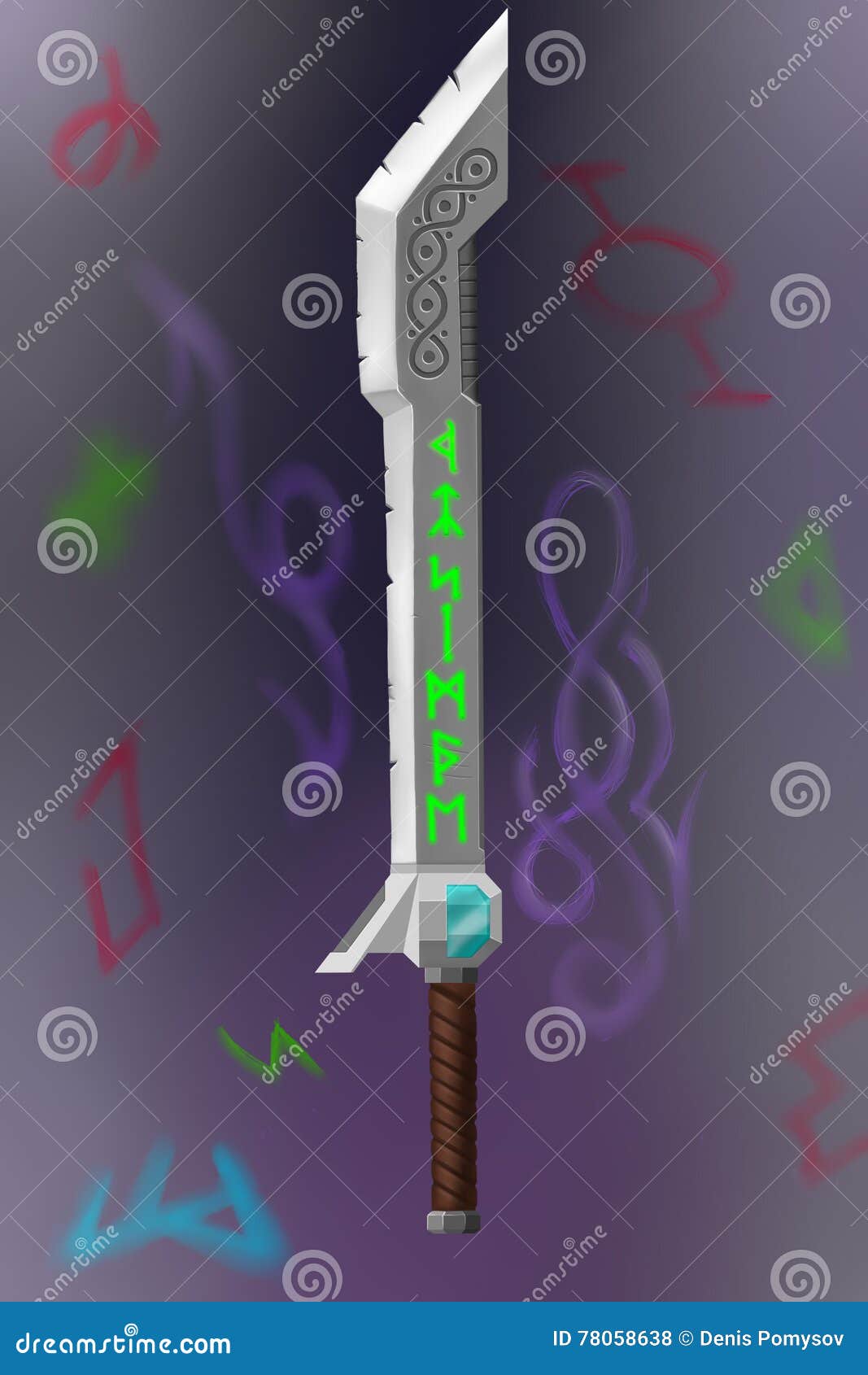 Elder sword with runes stock illustration. Illustration of drawing ...