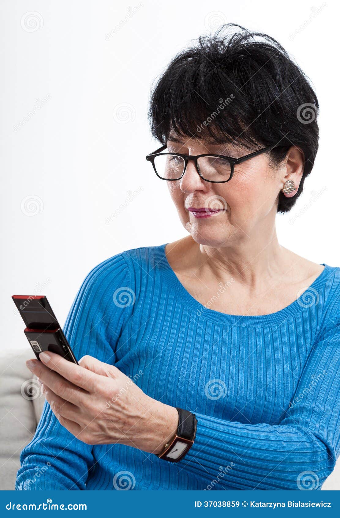 Elder woman with cellphone stock image. Image of texting - 37038859