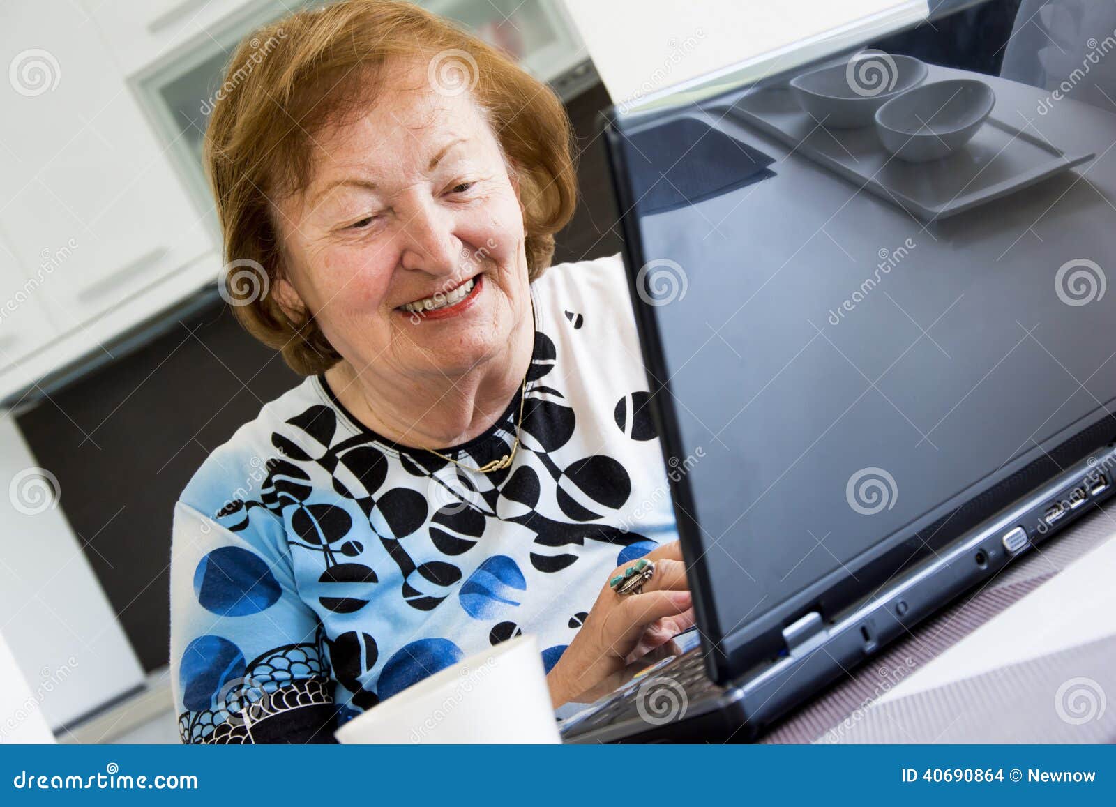Elder Woman with a Computer Stock Photo - Image of laptop ...