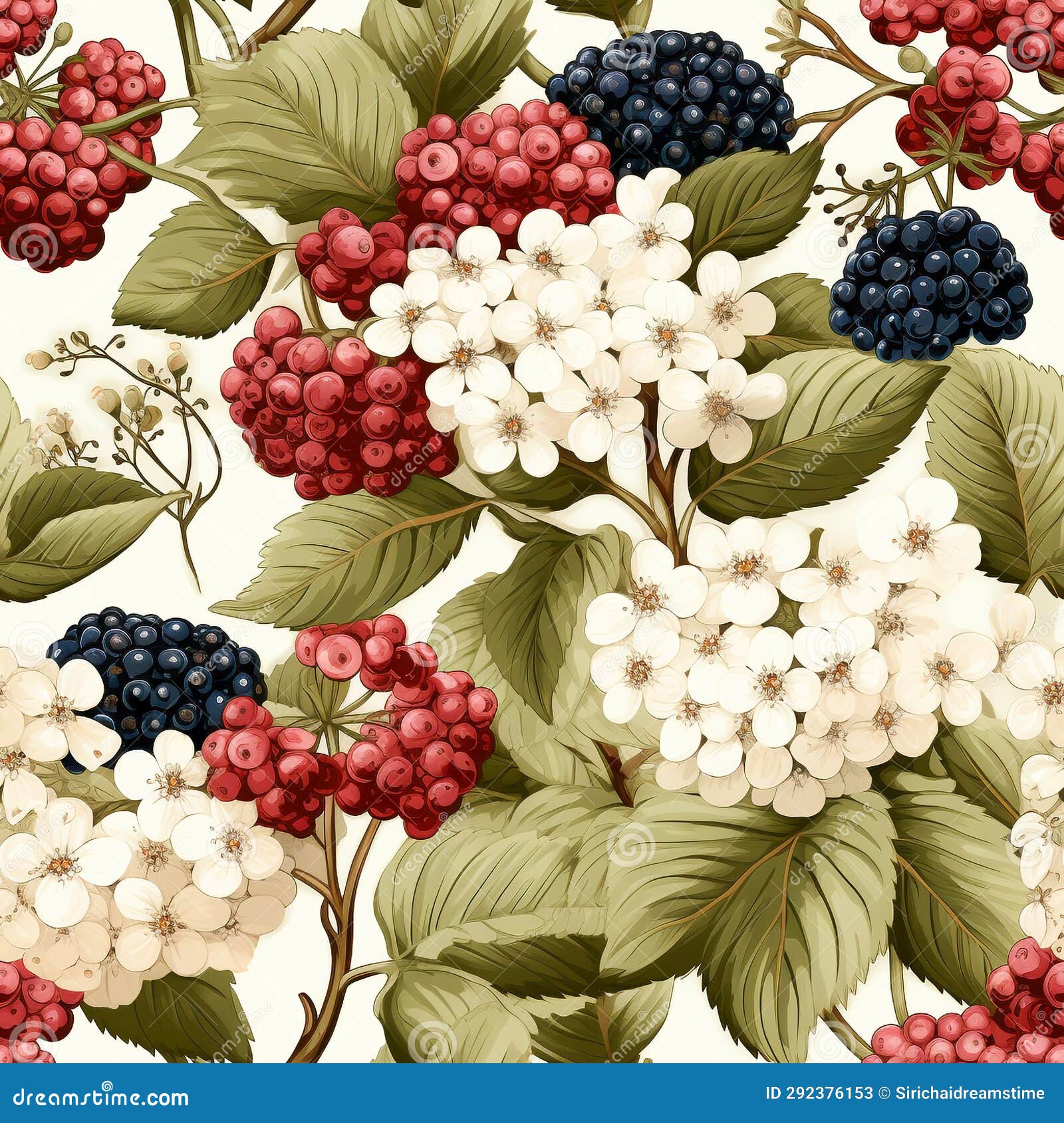 Elderberry and Elderflower Seamless Pattern, Water Color , AI Generated ...