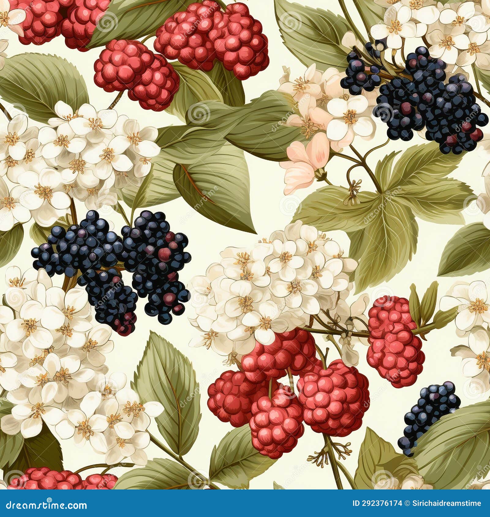 Elderberry and Elderflower Seamless Pattern, Water Color , AI Generated ...