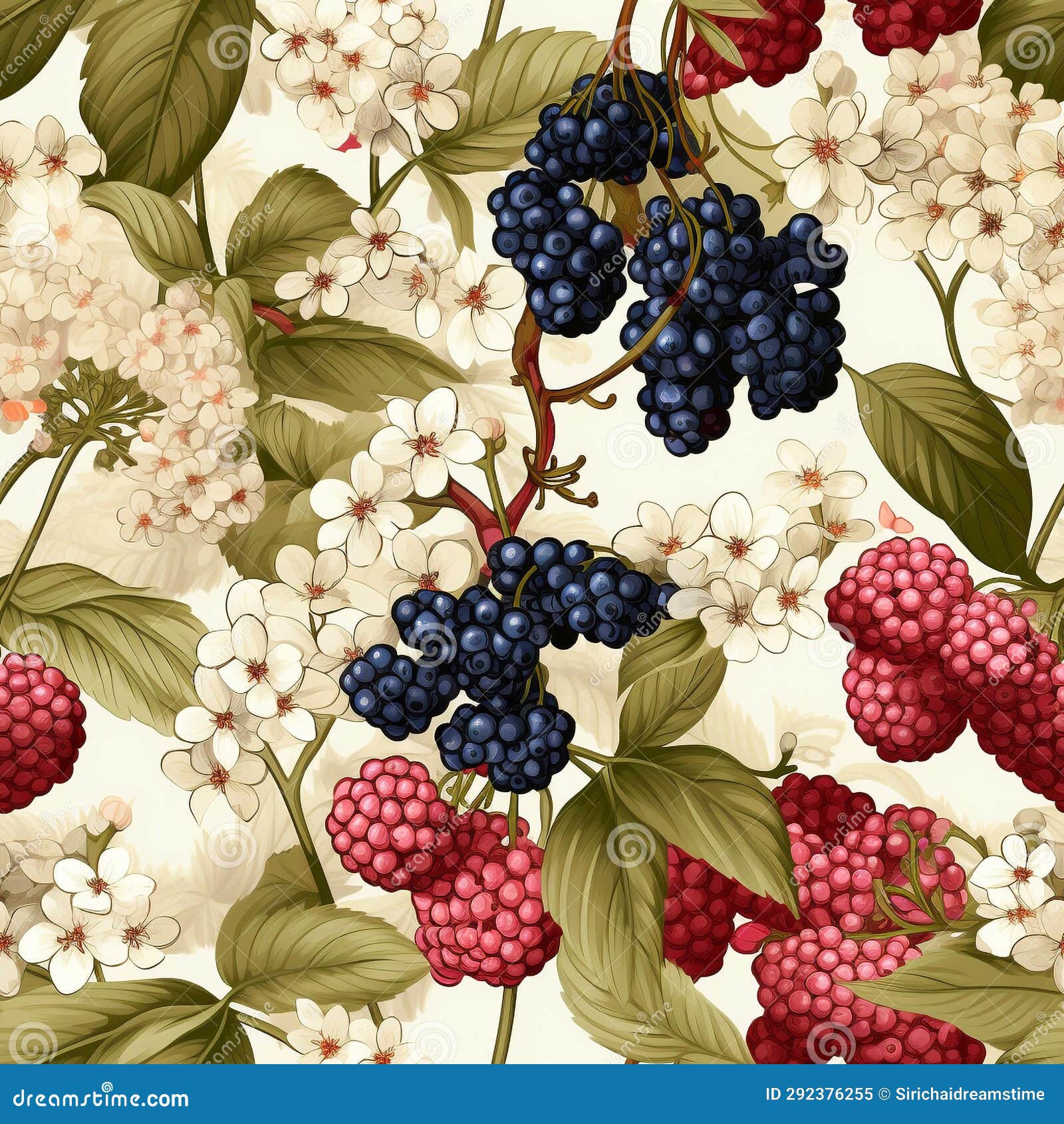 Elderberry and Elderflower Seamless Pattern, Water Color , AI Generated ...