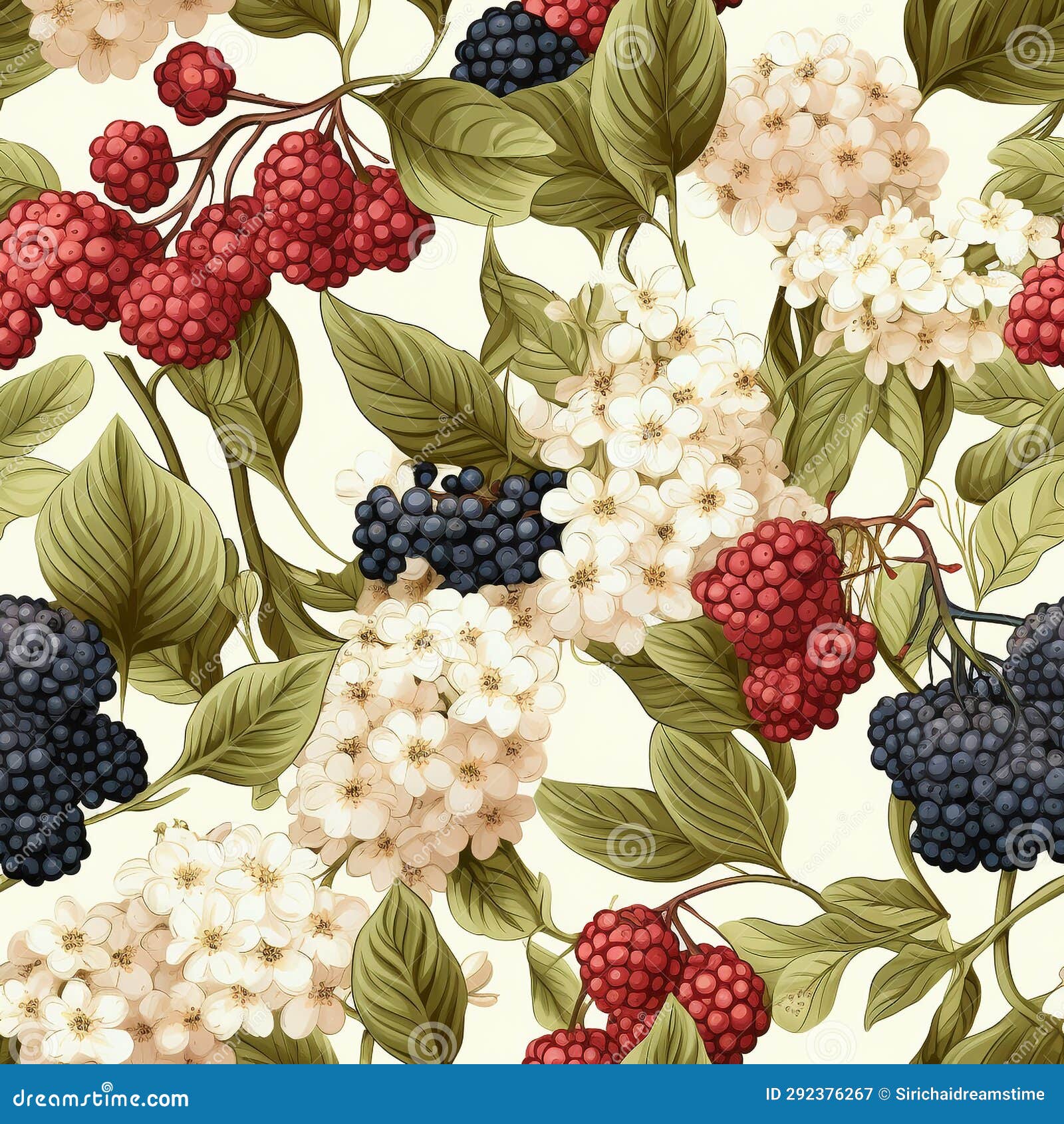 Elderberry and Elderflower Seamless Pattern, Water Color , AI Generated ...