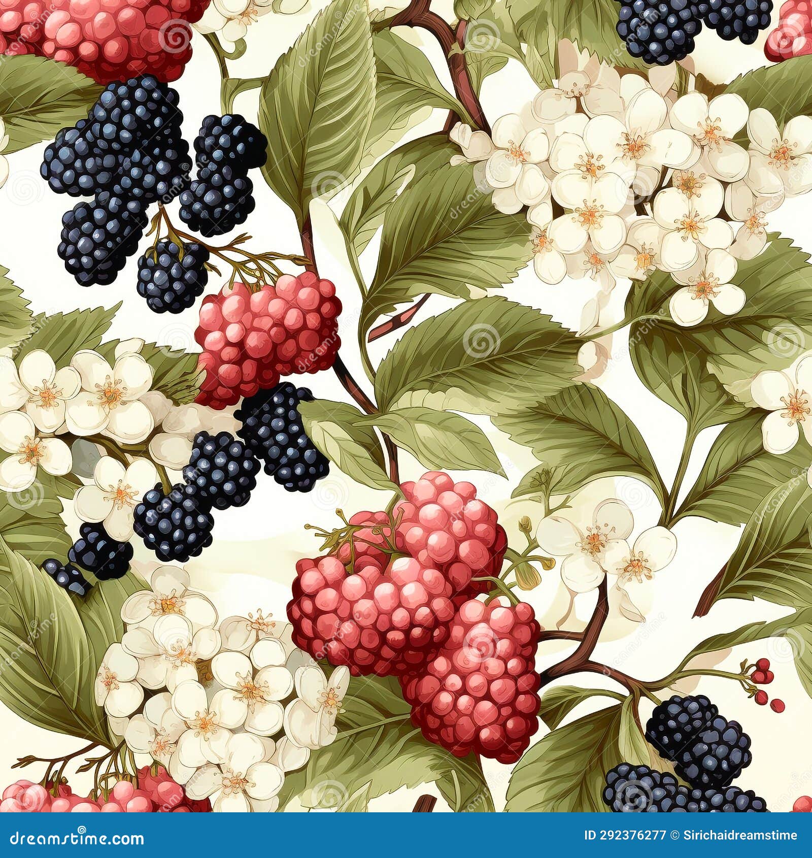 Elderberry and Elderflower Seamless Pattern, Water Color , AI Generated ...