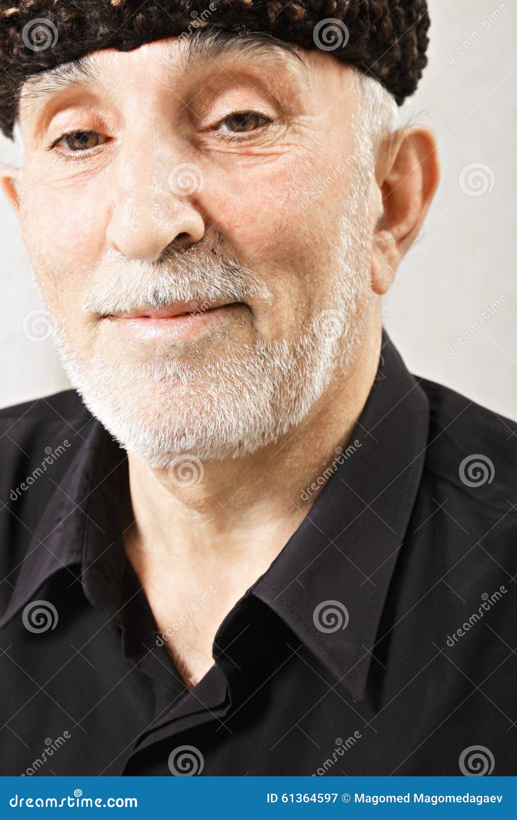 Elderly Bearded Man in Fleece Hat Stock Image - Image of elderly, gaze ...
