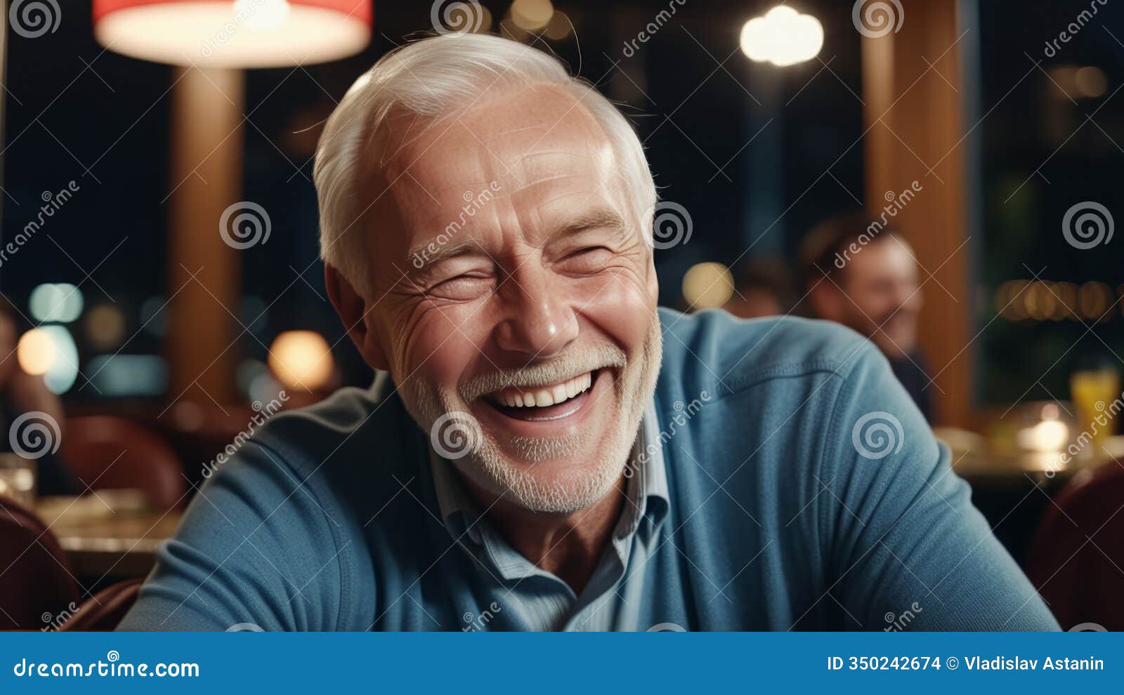 An Elderly Blond Man Laughs in a Pub Stock Photo - Image of smiling ...