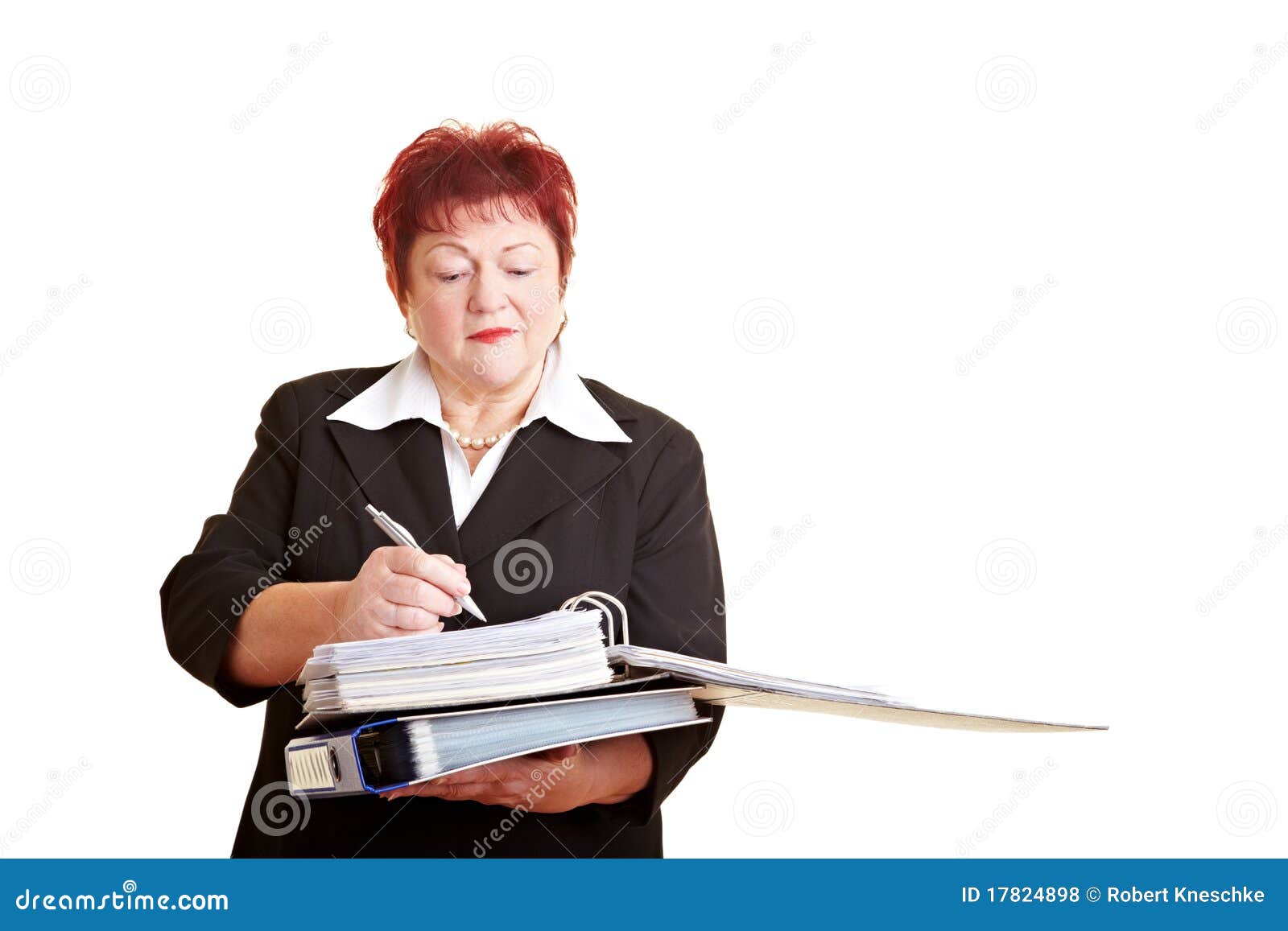 Elderly Business Woman Taking Notes Stock Photo - Image of ...