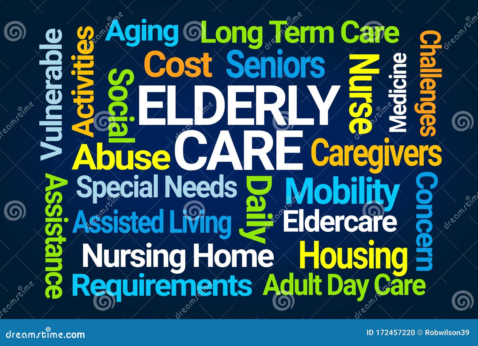 Elderly Care Word Cloud stock illustration. Illustration of aging ...
