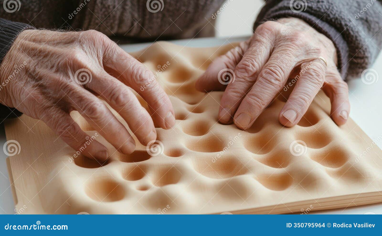Elderly Caucasian Hands Exploring Tactile Surface for Sensory ...