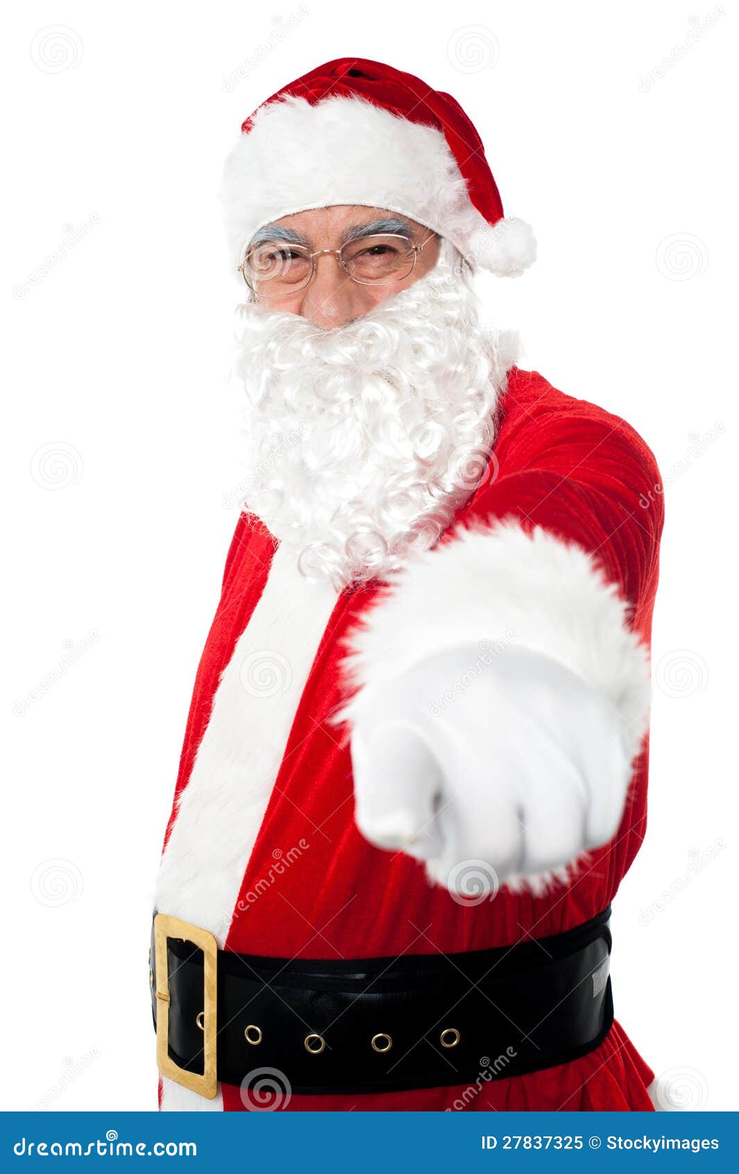Elderly Cheerful Santa Pointing at You Stock Image - Image of camera ...