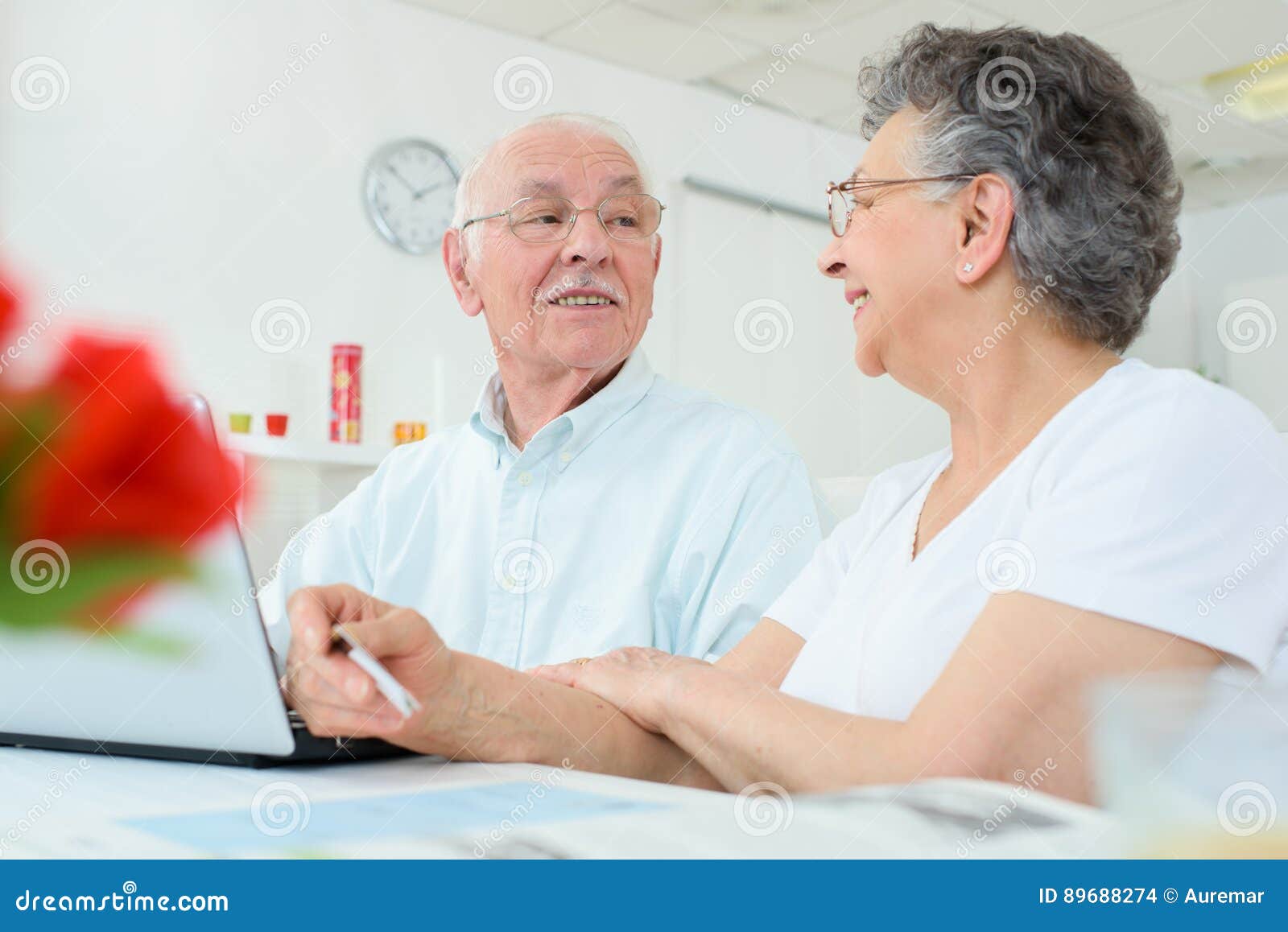 Elderly Couple Having Conversation Stock Photo - Image of grandparents ...