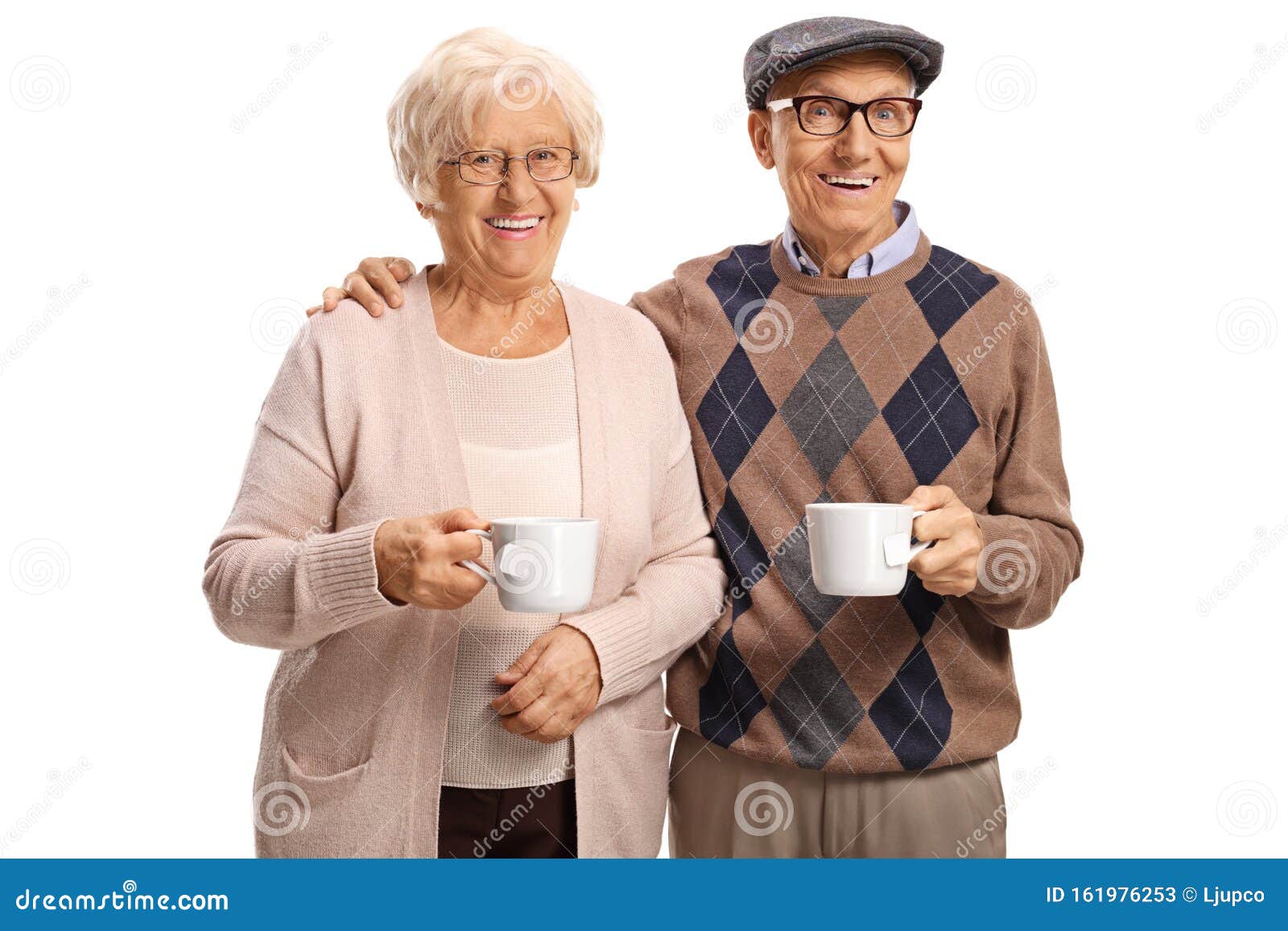 Elderly Couple Having Tea and Smiling Stock Image - Image of male ...