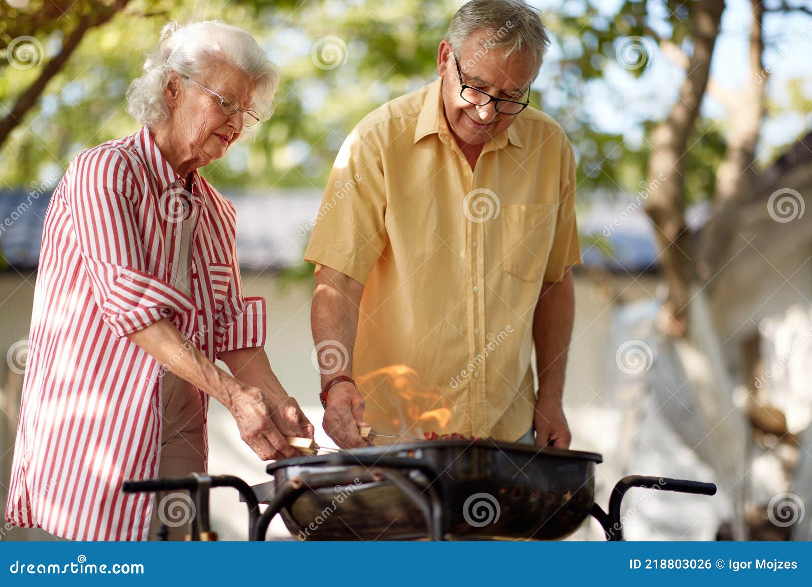Elderly Couple Making Barbeque Stock Photo - Image of aged, couple ...