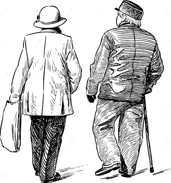 Elderly Couple Strolling Stock Vector Illustration Of Woman 54468178
