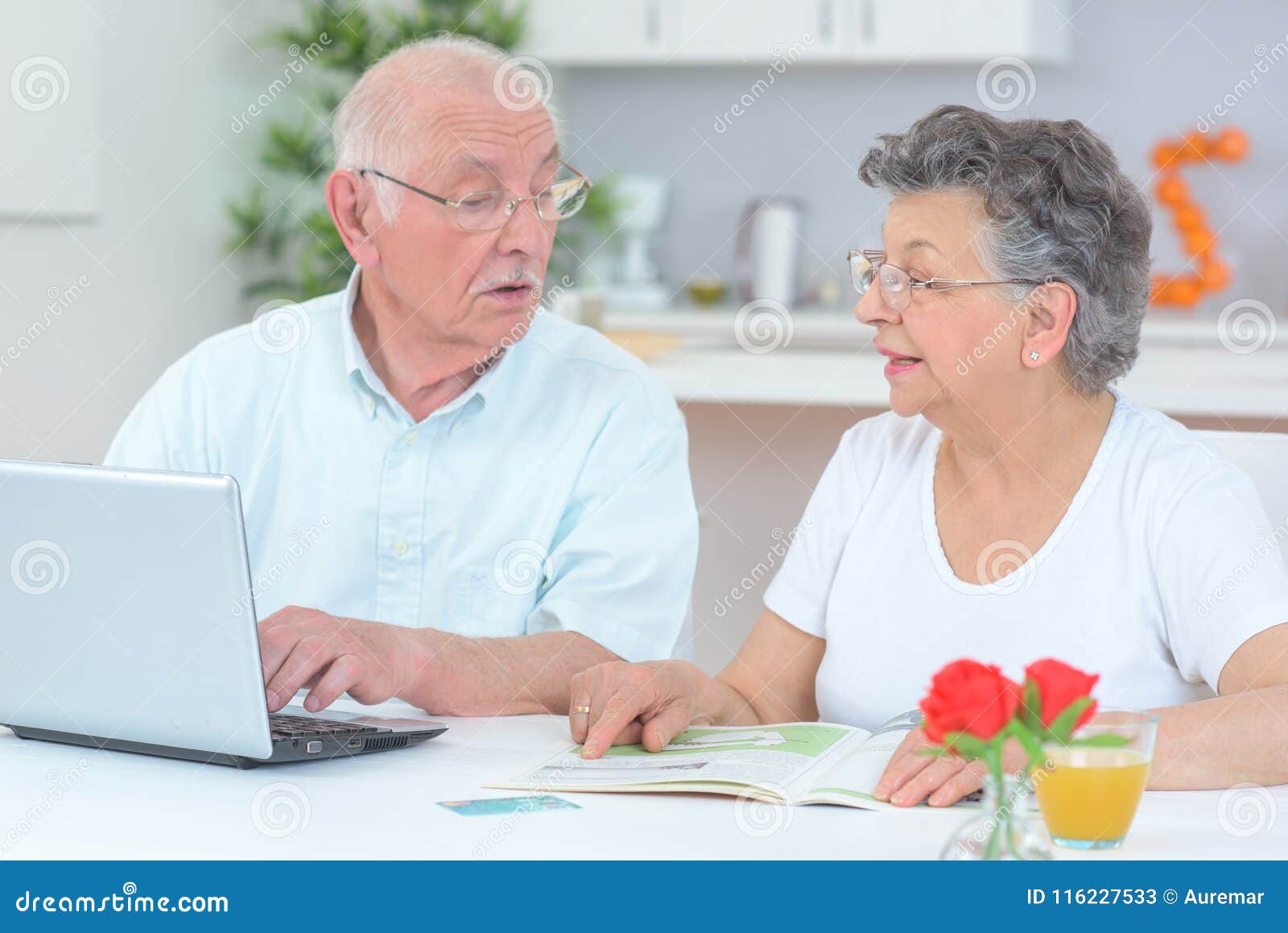 Elderly Couple Using Computer Stock Image - Image of female, laptop ...