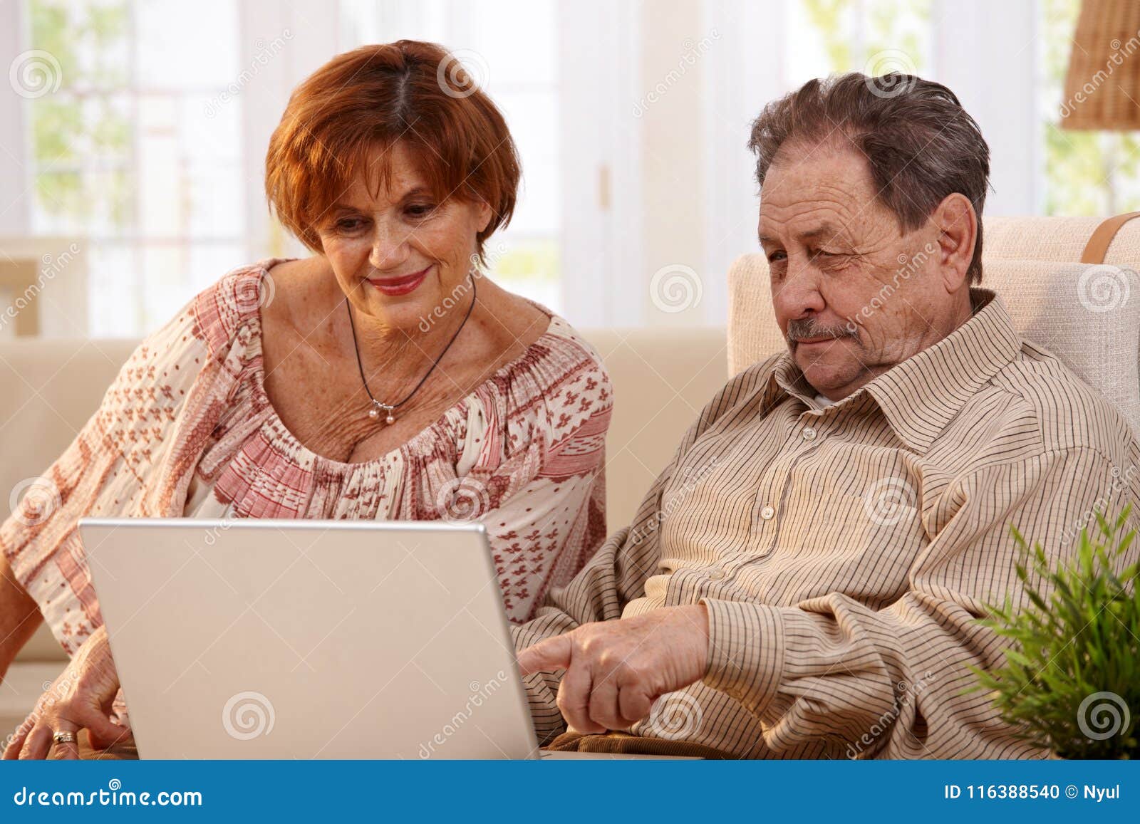 Elderly Couple Using Computer Computer Stock Photo - Image of look ...