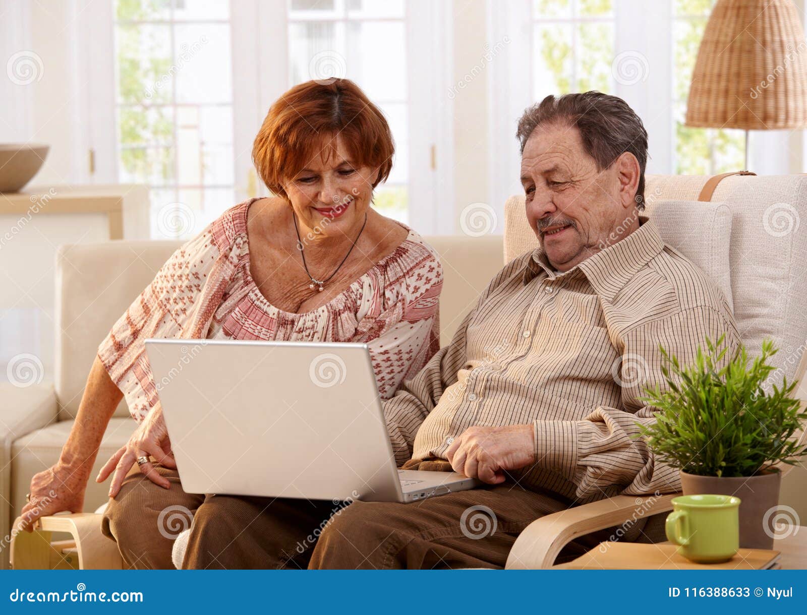 Elderly Couple Using Computer Computer Stock Image - Image of happiness ...