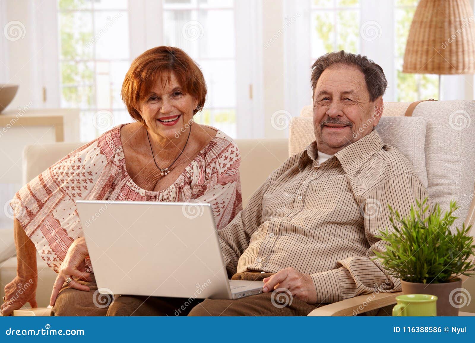 Elderly Couple Using Laptop Computer Stock Photo - Image of husband ...