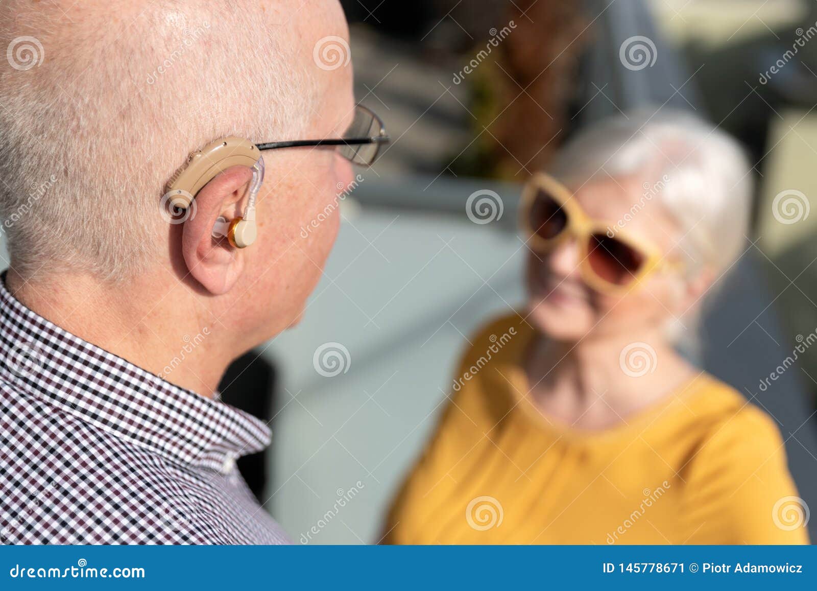Elderly, Deaf Man Uses a Hearing Aid Stock Image - Image of medical ...