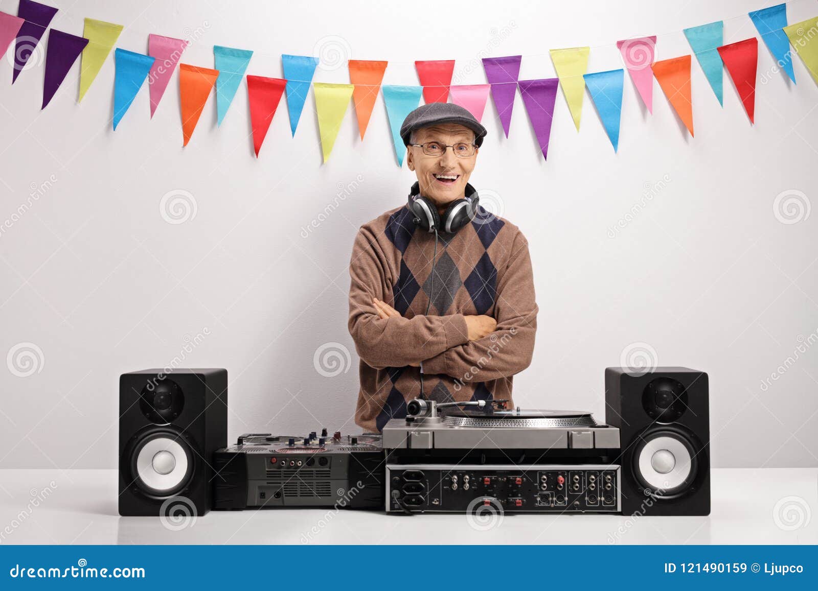Elderly DJ stock image. Image of party, expression, passion - 121490159