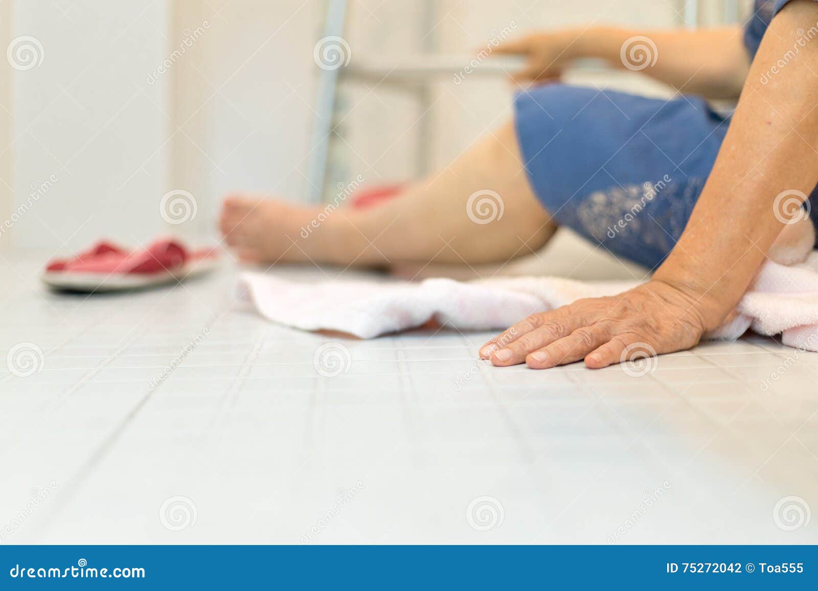 Elderly Falling in Bathroom Stock Photo - Image of falling, elderly ...