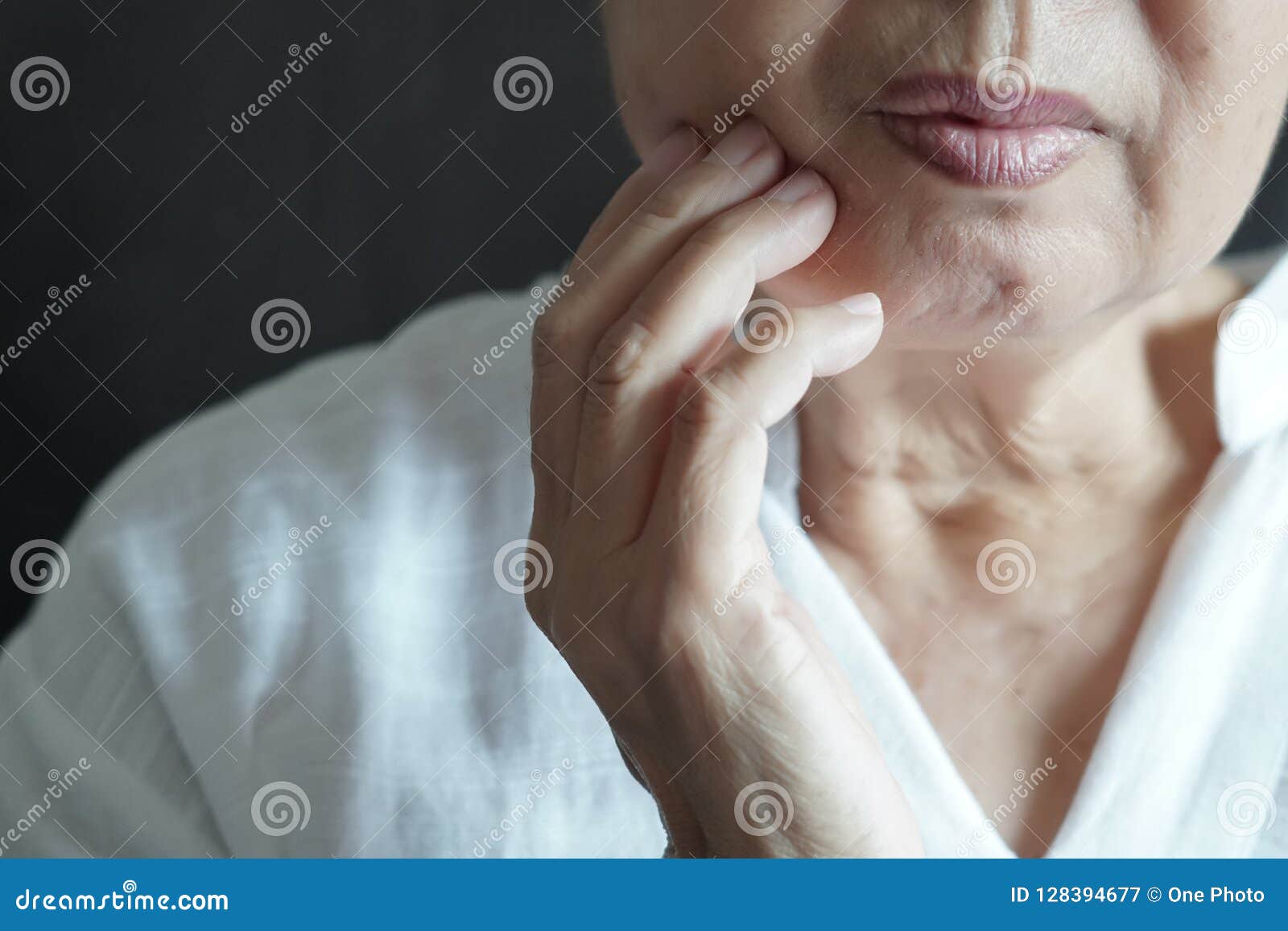 Elderly female Sore throat stock image. Image of alone - 128394677
