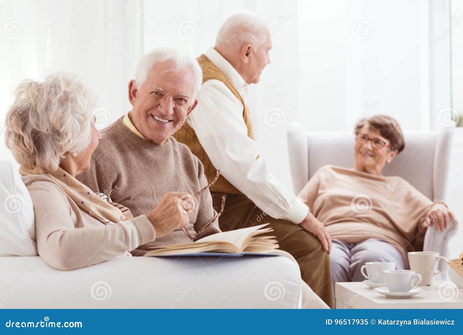 Elderly Friends at Resting Home Stock Image - Image of grandfathers ...