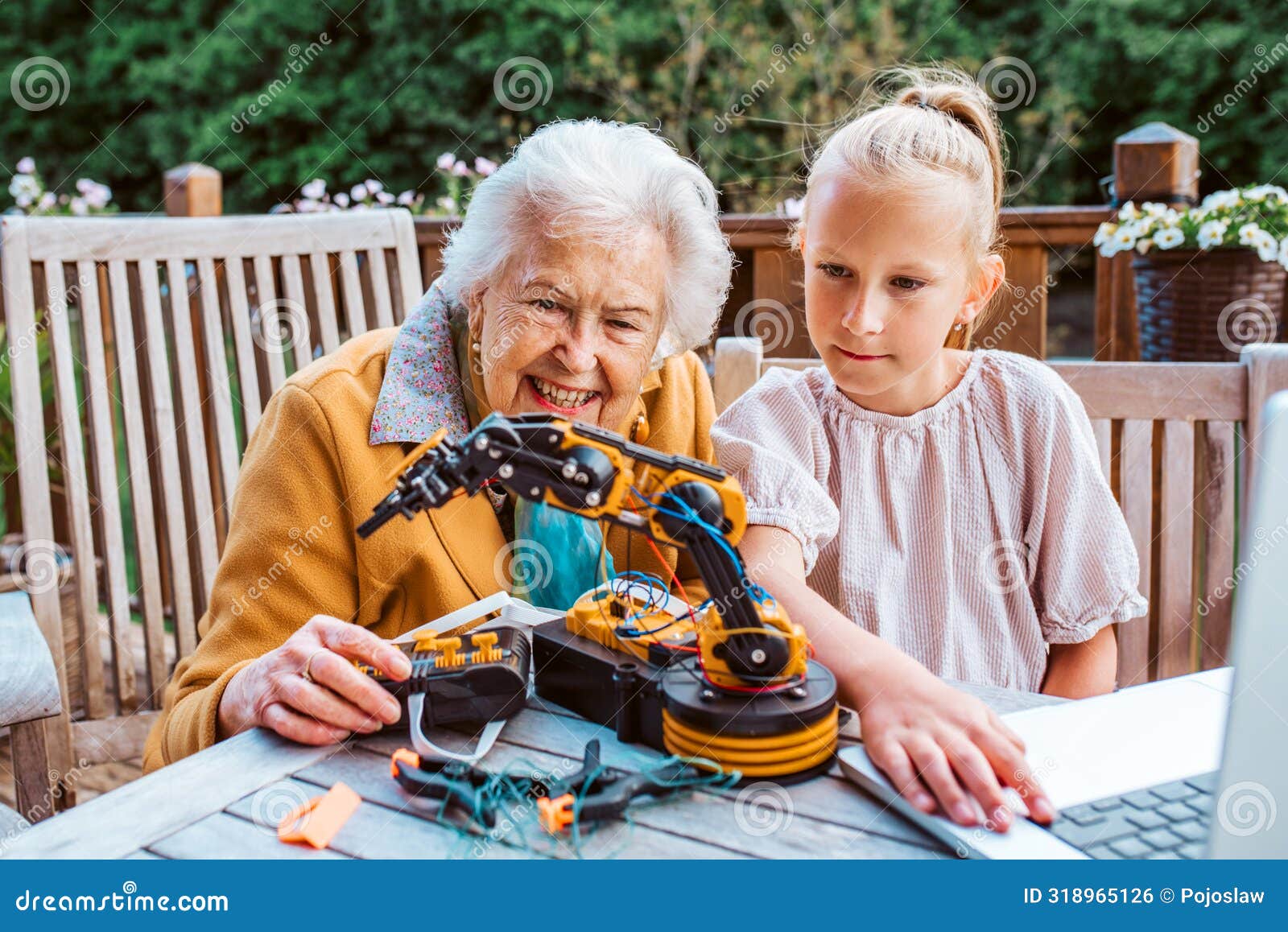 Grandmother Supporting Granddaughter in Robotics, Science, it ...