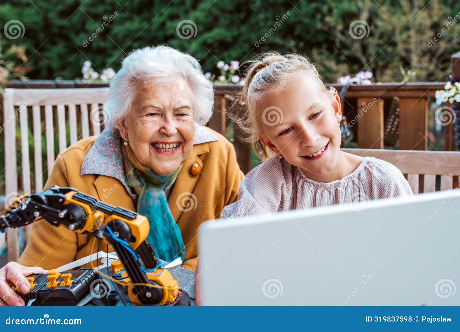 Grandmother Supporting Granddaughter in Robotics, Science, it ...