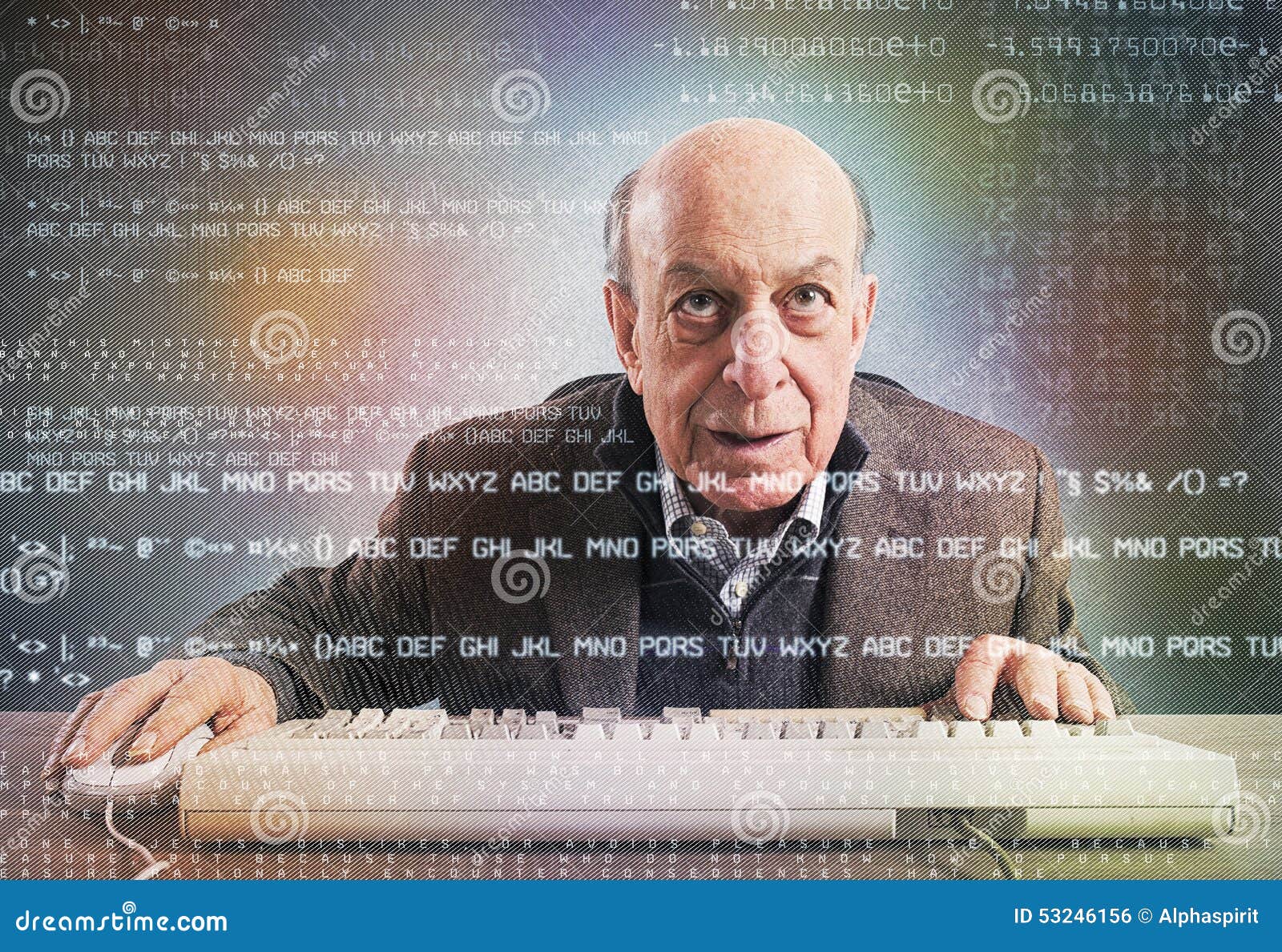 Elderly hacker nerd stock photo. Image of keyboard, hacker - 53246156