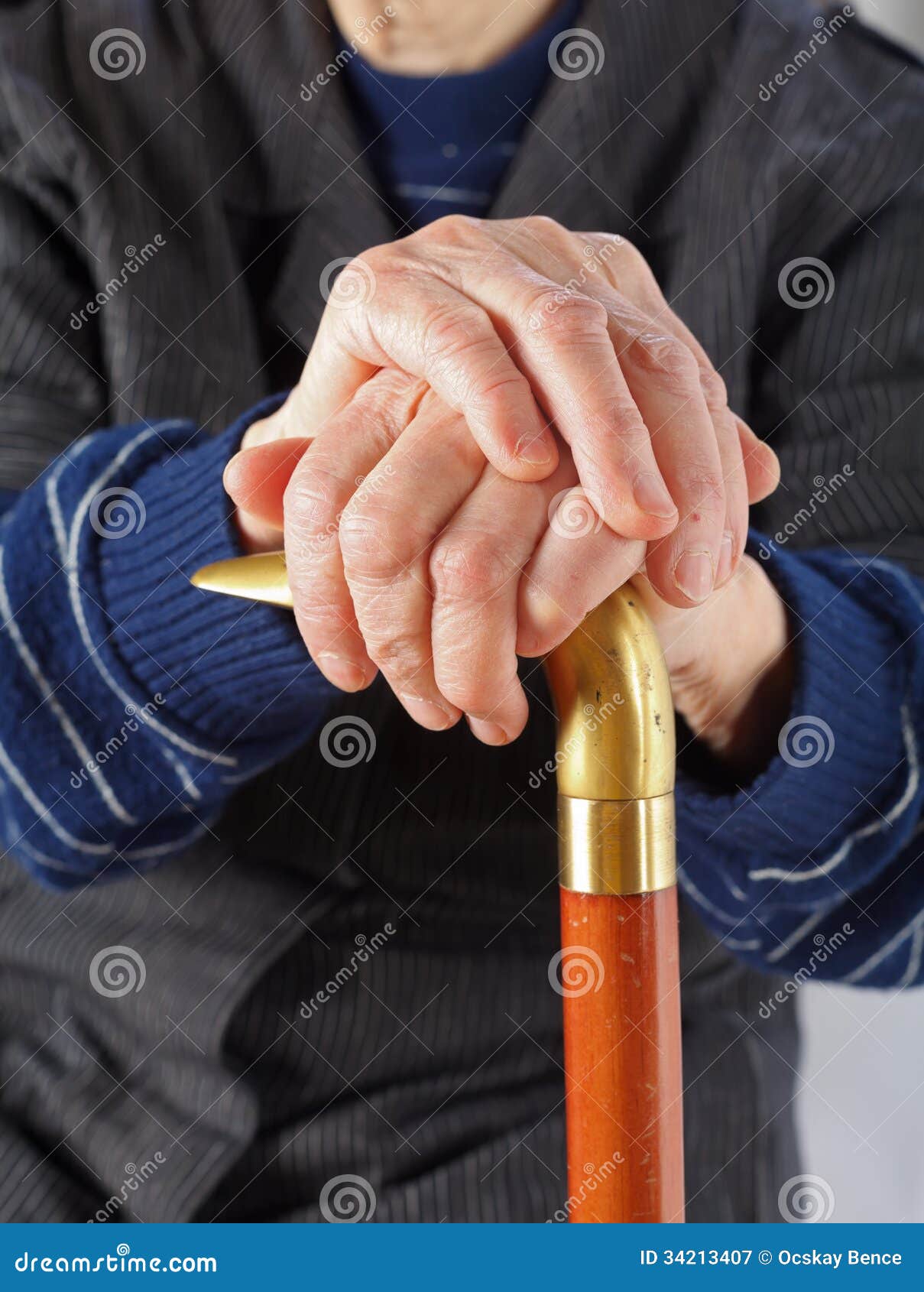 Elderly Hands Resting on Stick Stock Image - Image of fingers ...