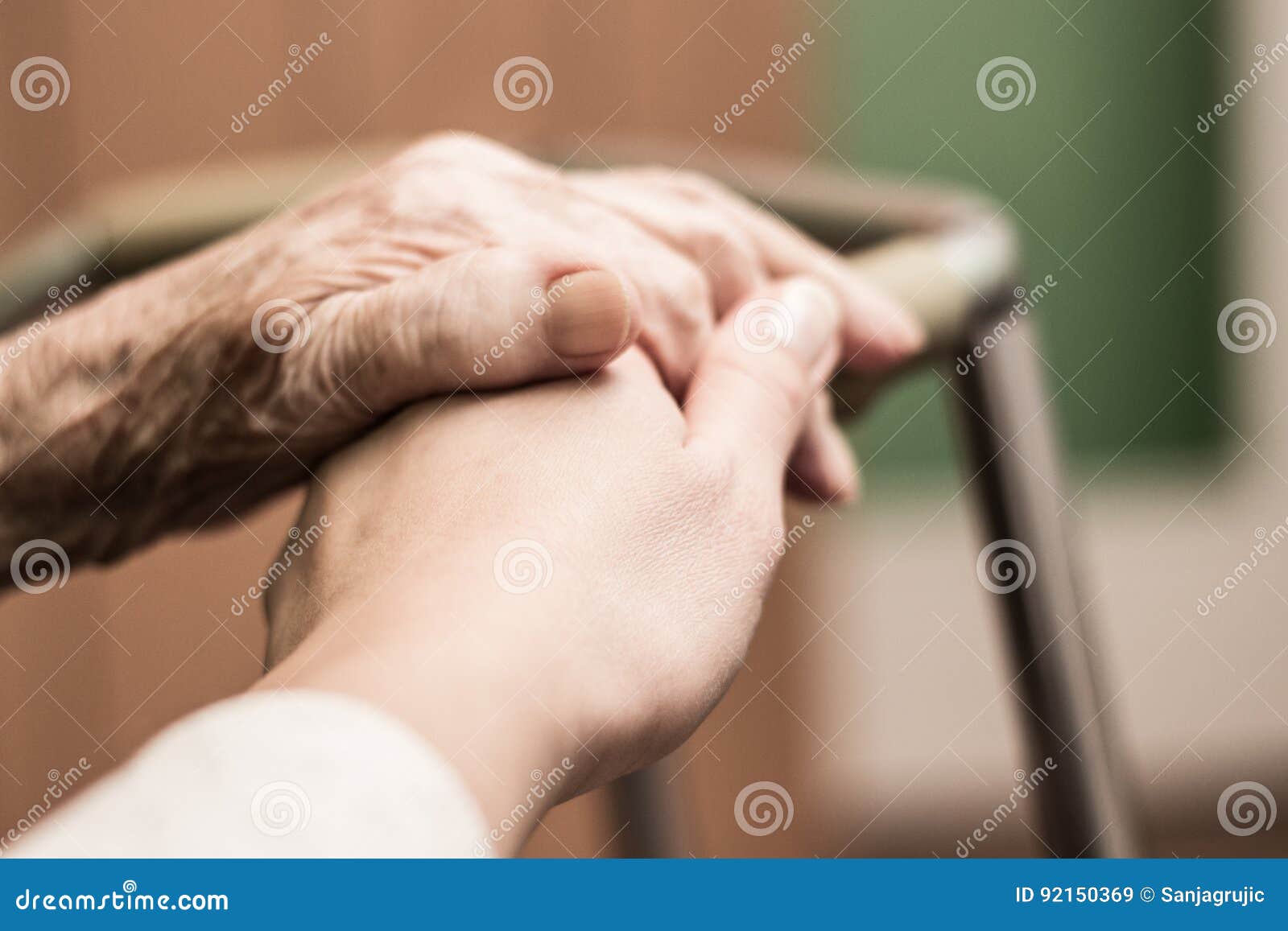 Elderly hands on a walker stock image. Image of aging - 92150369