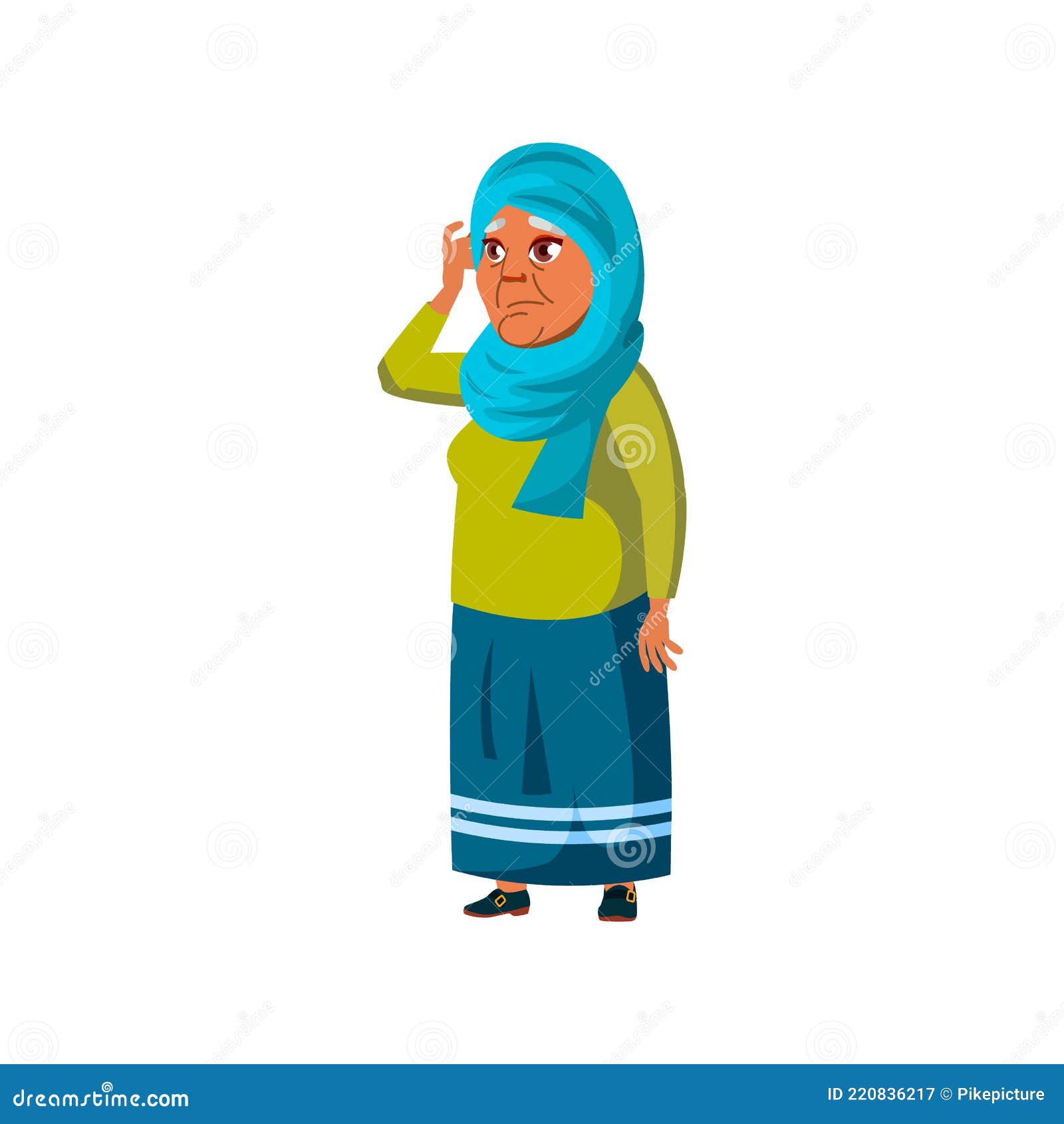 Elderly Islamic Lady Thinking How To Solve Problem Cartoon Stock ...