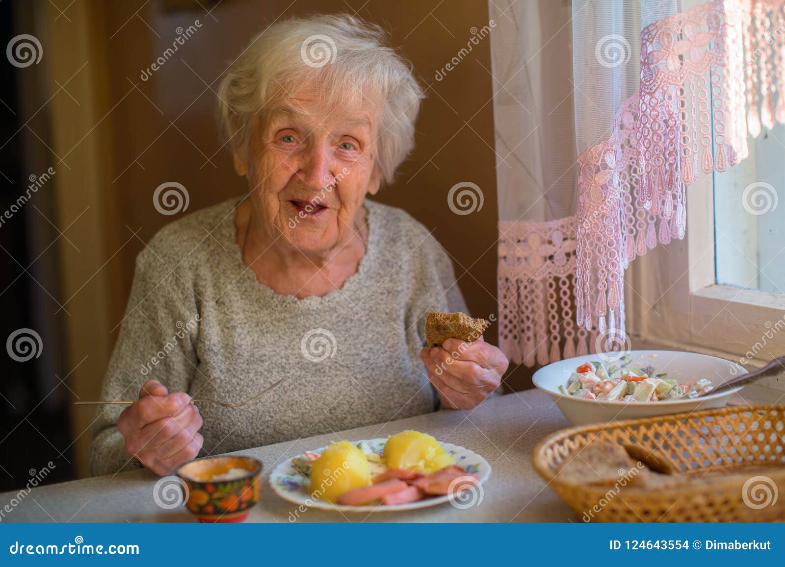 Seniors Eating Candy In Garden Of Nursing Home Royalty-Free Stock ...
