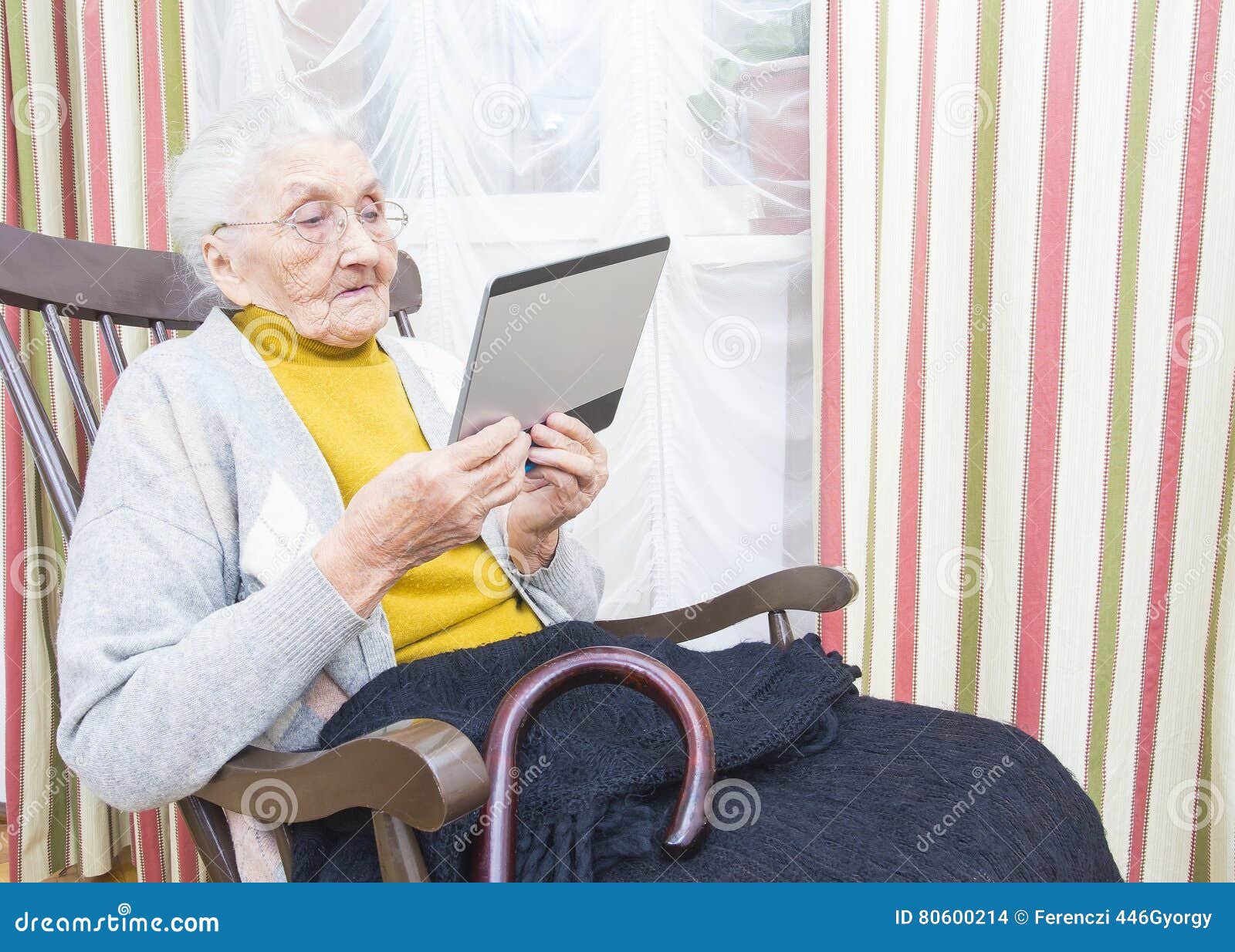 Elderly Lady New Technology Stock Photo - Image of book, knowledge ...