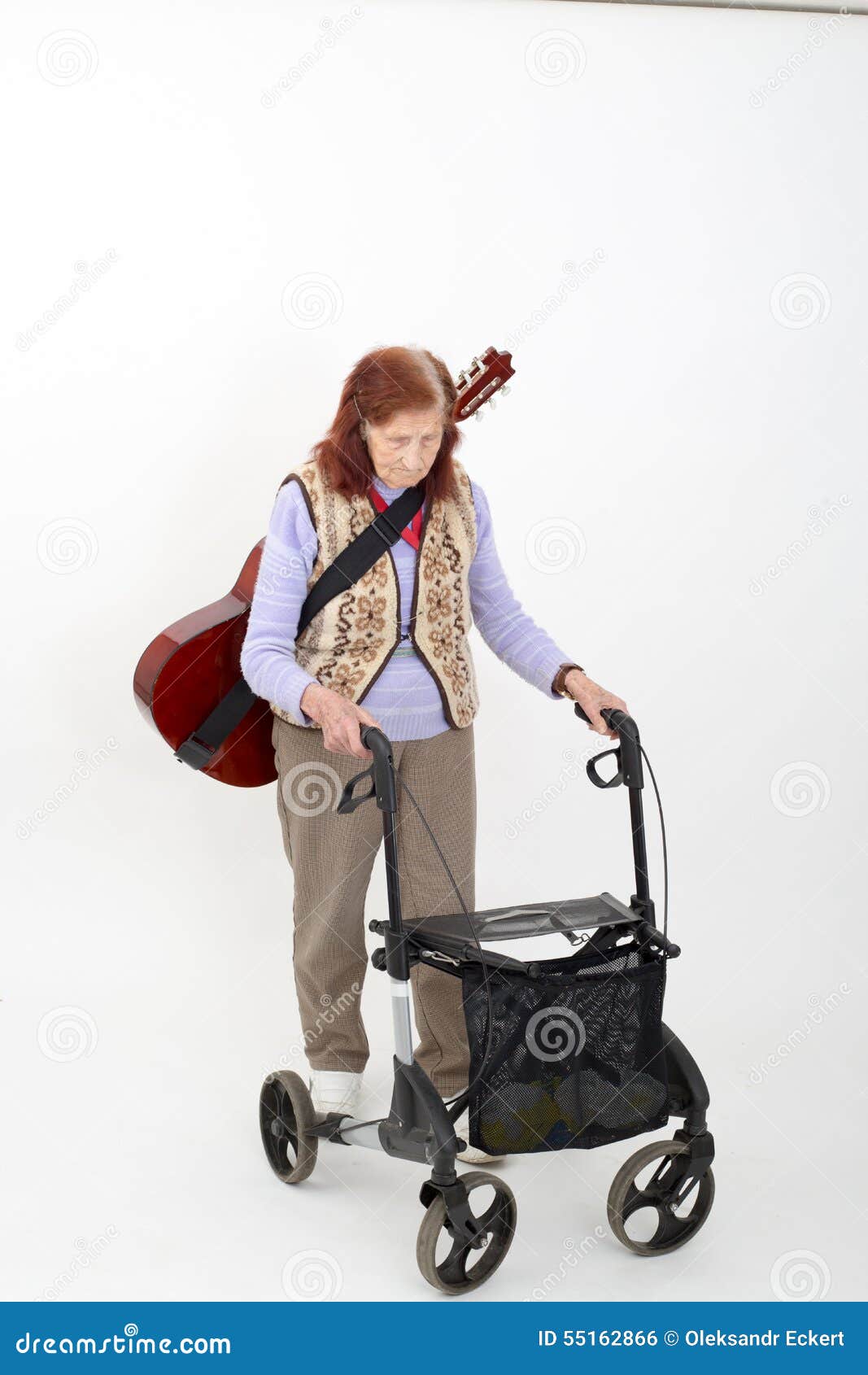 Elderly Lady with Rollator and Musical Instruments Stock Photo - Image ...