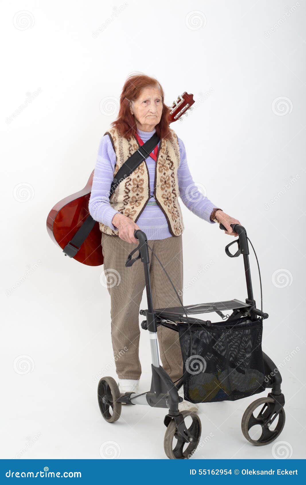 Elderly Lady with Rollator and Musical Instruments Stock Photo - Image ...