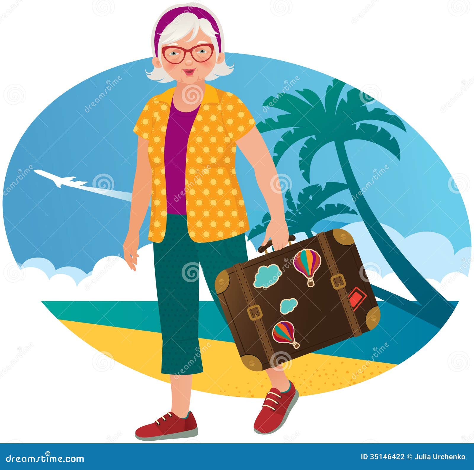 Elderly lady travels stock vector. Illustration of vector - 35146422