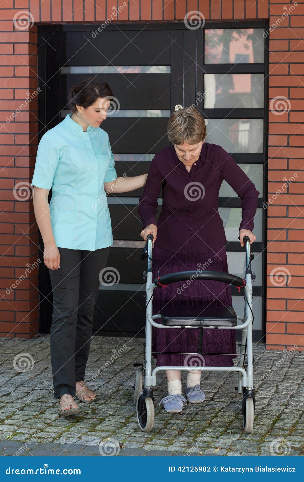 Elderly lady with walker stock photo. Image of elderly - 42126982
