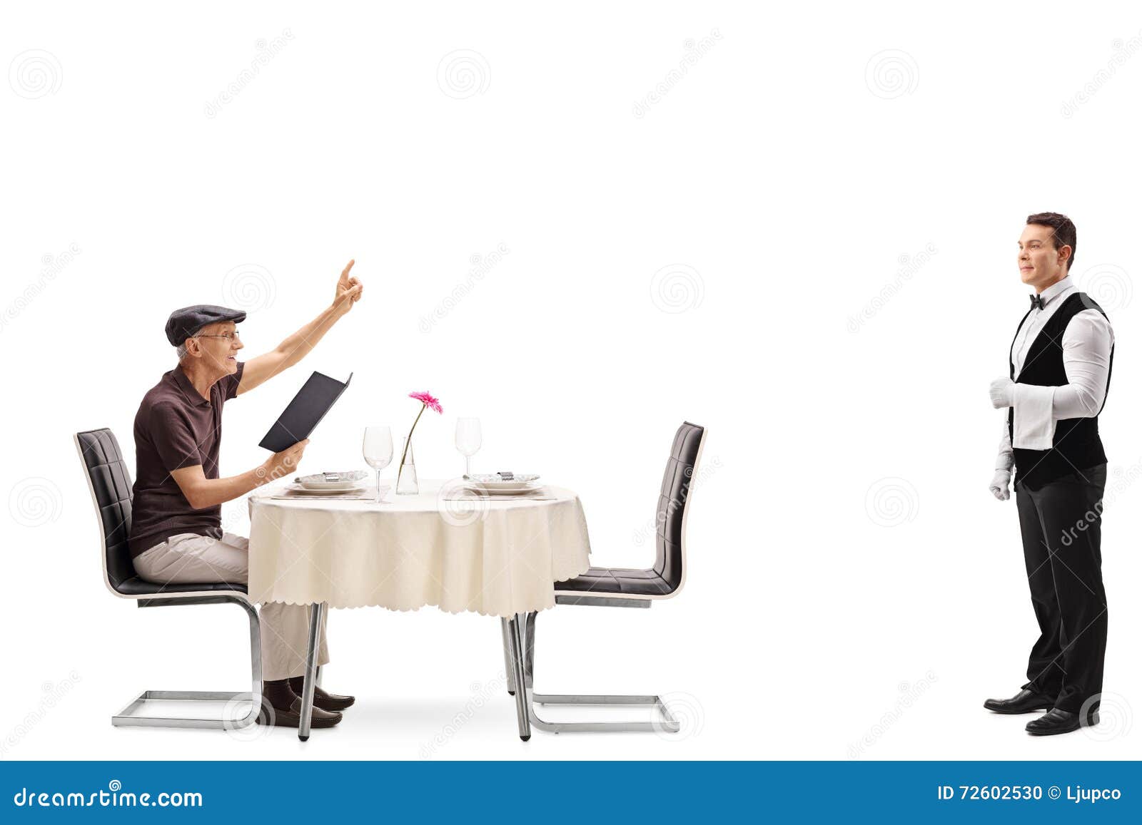 Elderly Man Calling a Waiter Stock Photo - Image of ordering ...