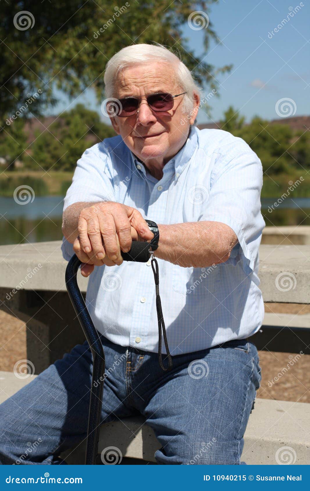 Elderly Man with Cane at Park Stock Image - Image of aged, cane: 10940215