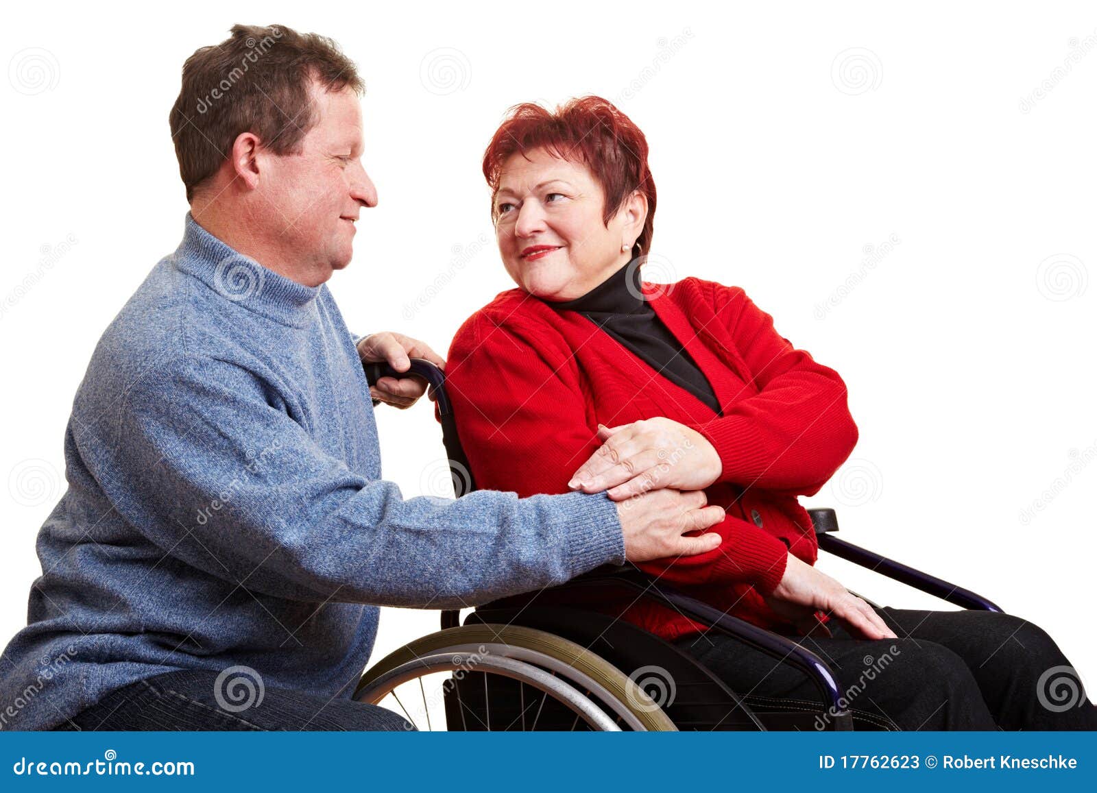 Elderly Man Caring for Woman Stock Image - Image of copy, handicap ...